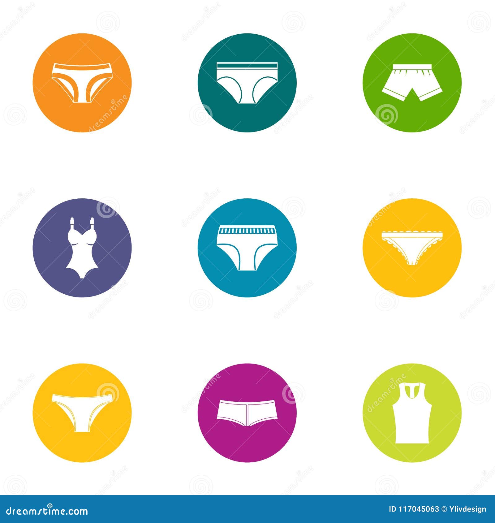Lingerie Icons Set Flat Style Stock Vector Illustration Of