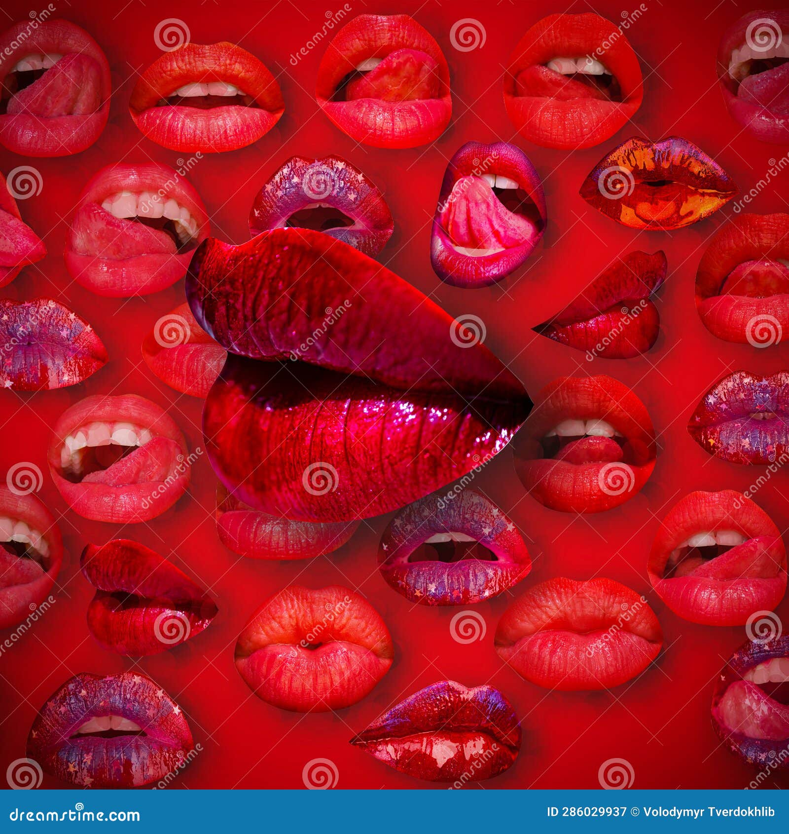 Lips Sensual Lip Banner On Red Lips And Mouth Female Lip In Red