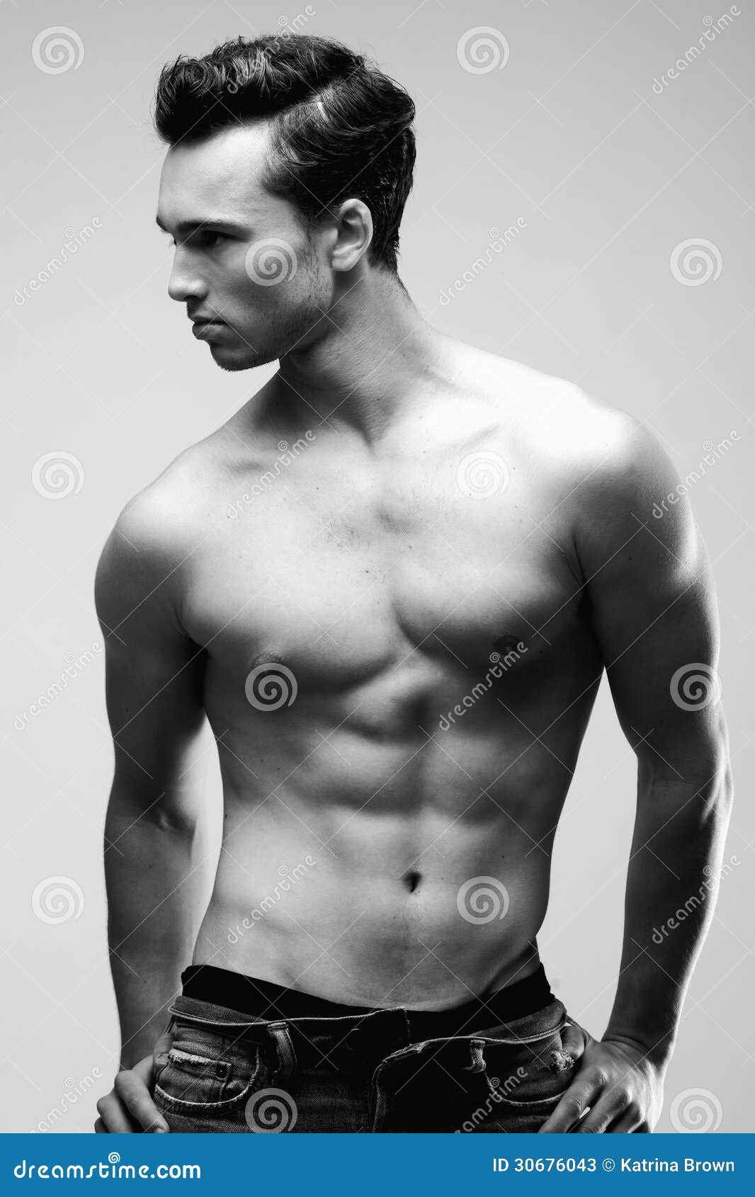 Male Model Posing without Shirt Stock Image - Image of handsome ...