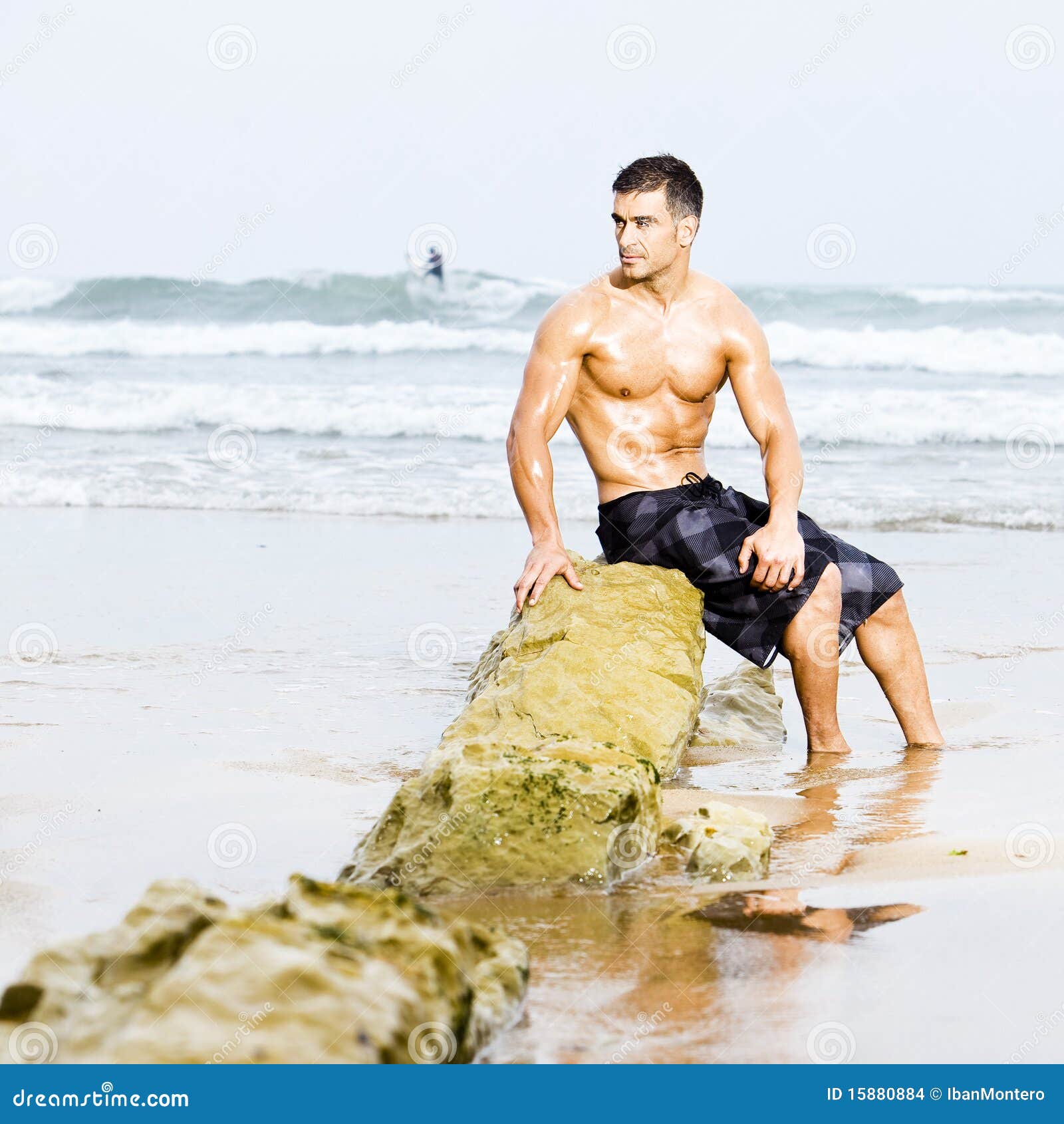 Man beach stock photo. Image of fitness, macho, caucasian - 15880884