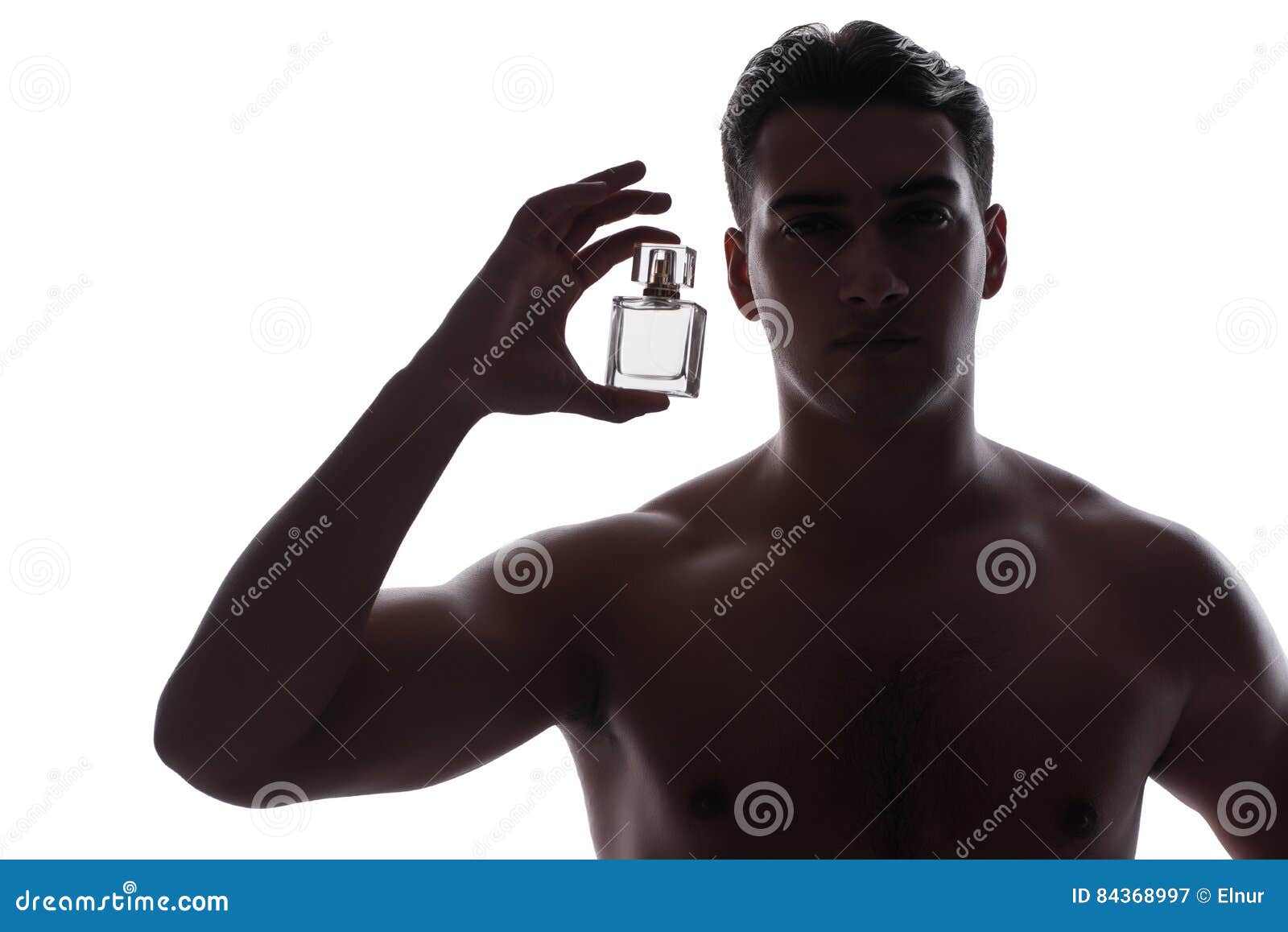 The Man with Bottle of Perfume Stock Image - Image of bottle, body ...