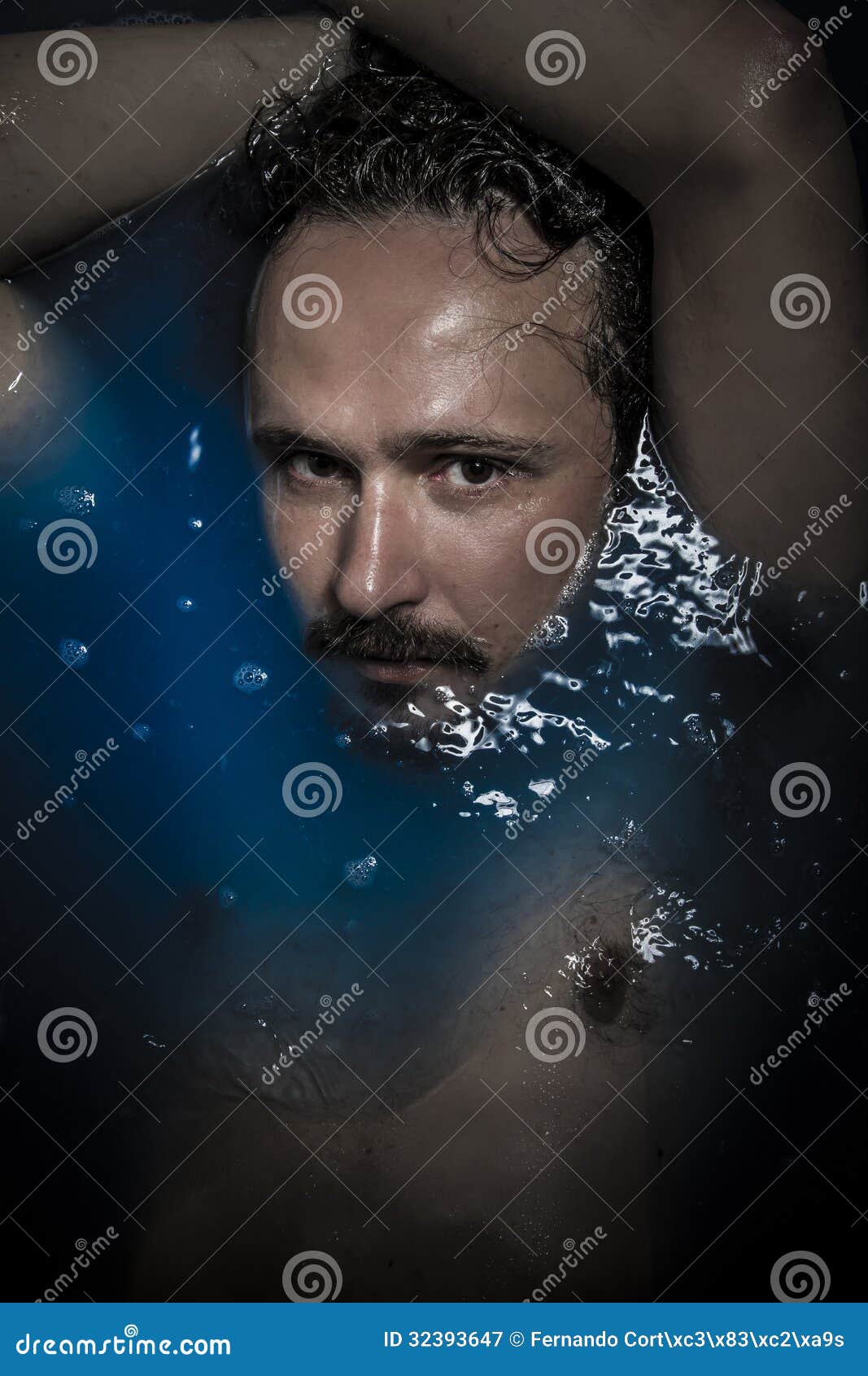 Man deep in blue water stock image. Image of human, caucasian - 32393647