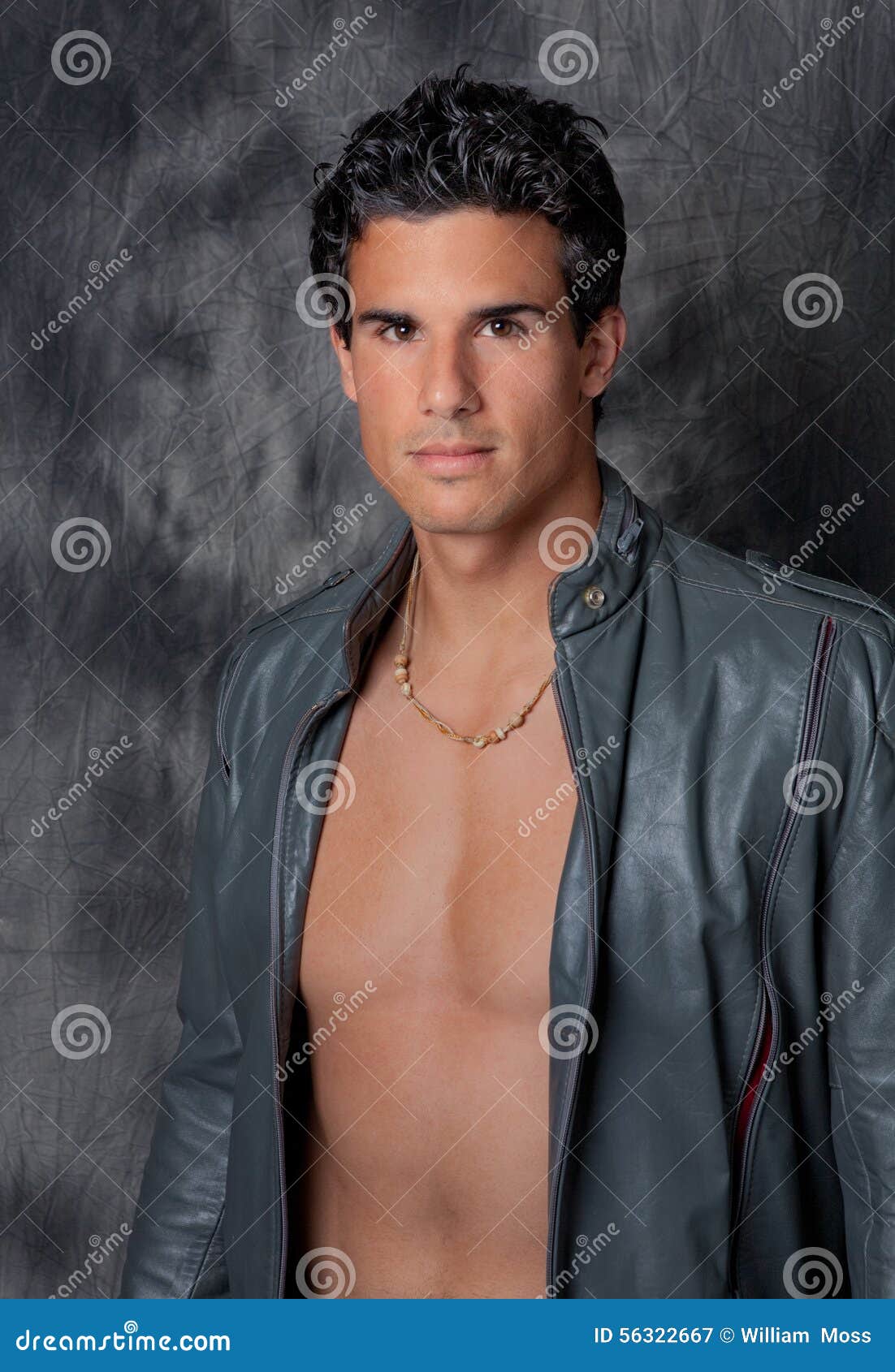 Man in Open Leather Jacket stock image. Image of tough - 56322667