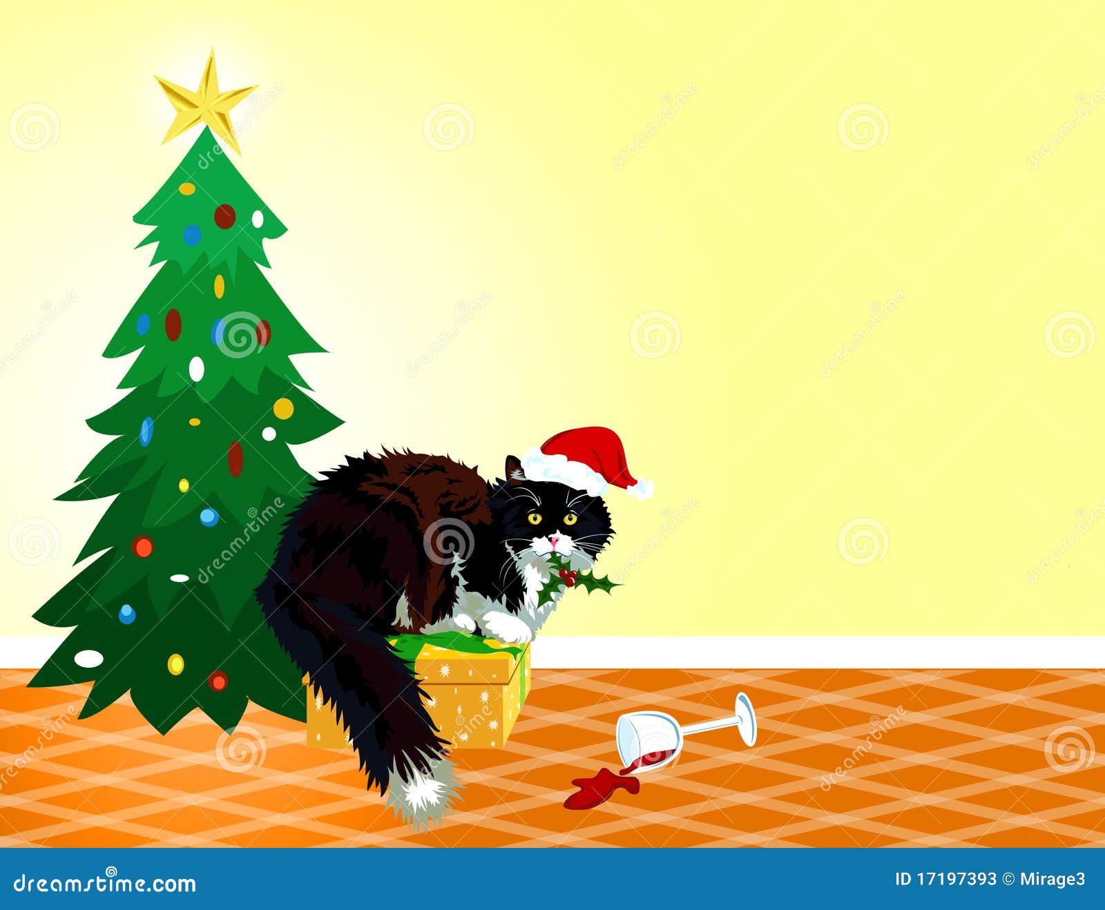 Mistletoe cat stock illustration. Illustration of clip - 17197393