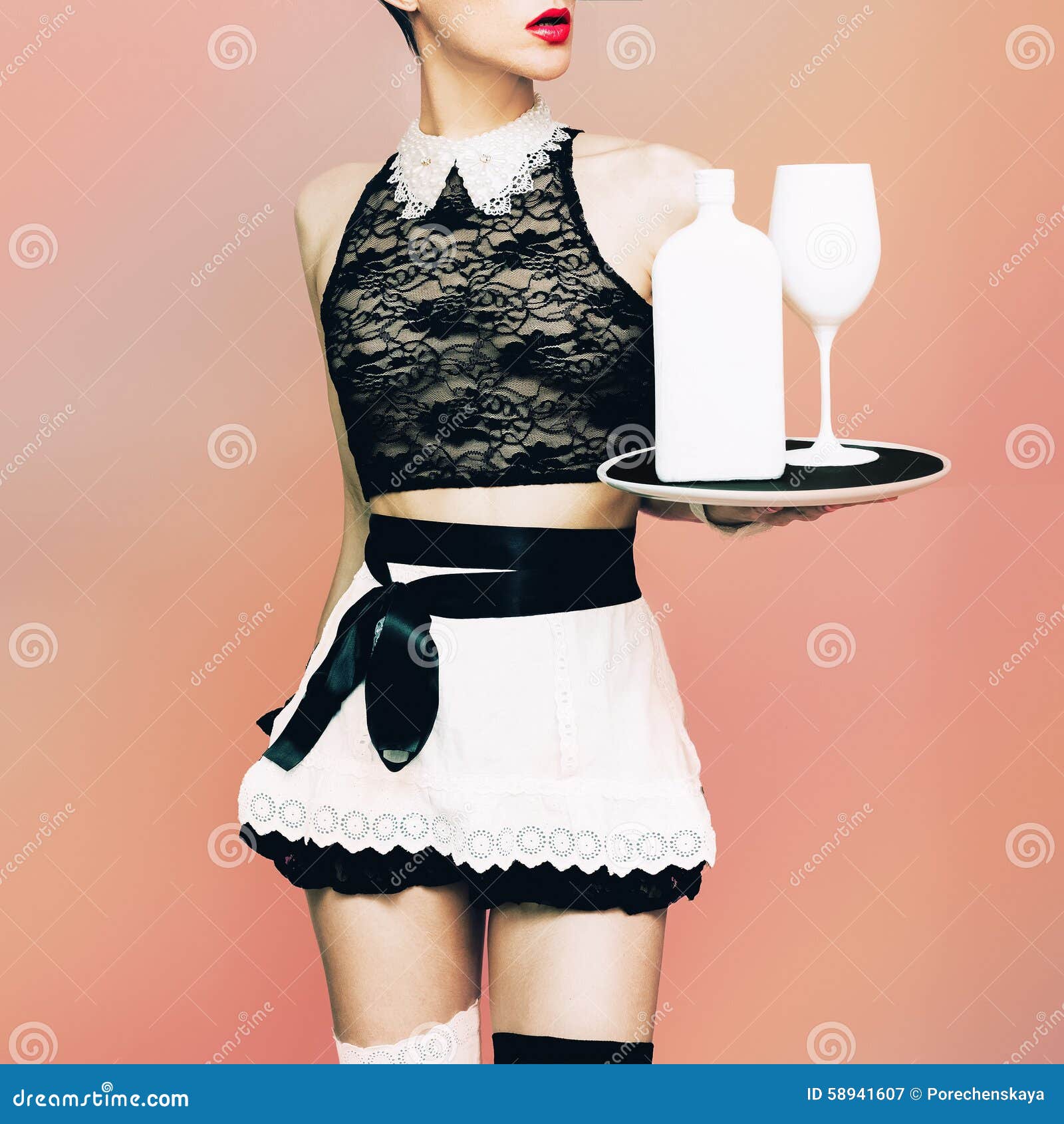 Model Waitress. Glamorous Party Style Stock Image - Image of cocktail ...