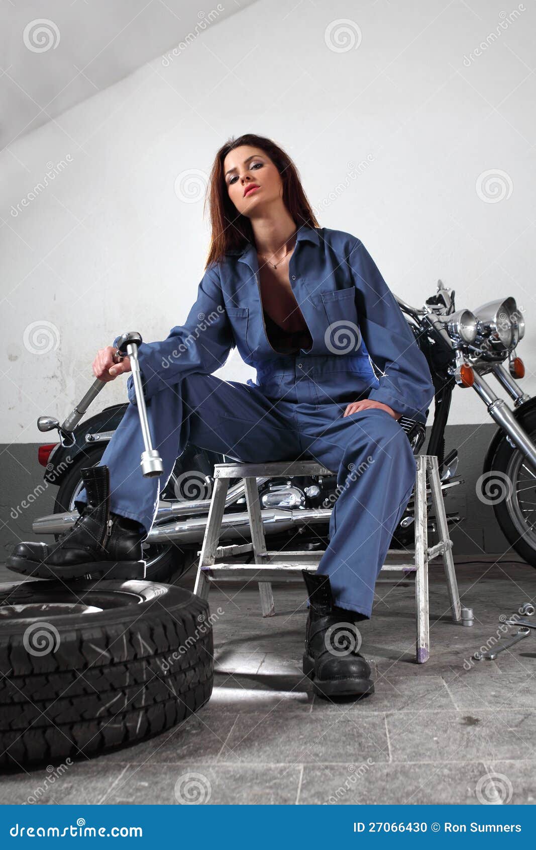 Motorcycle mechanic stock photo. Image of female, beautiful - 27066430