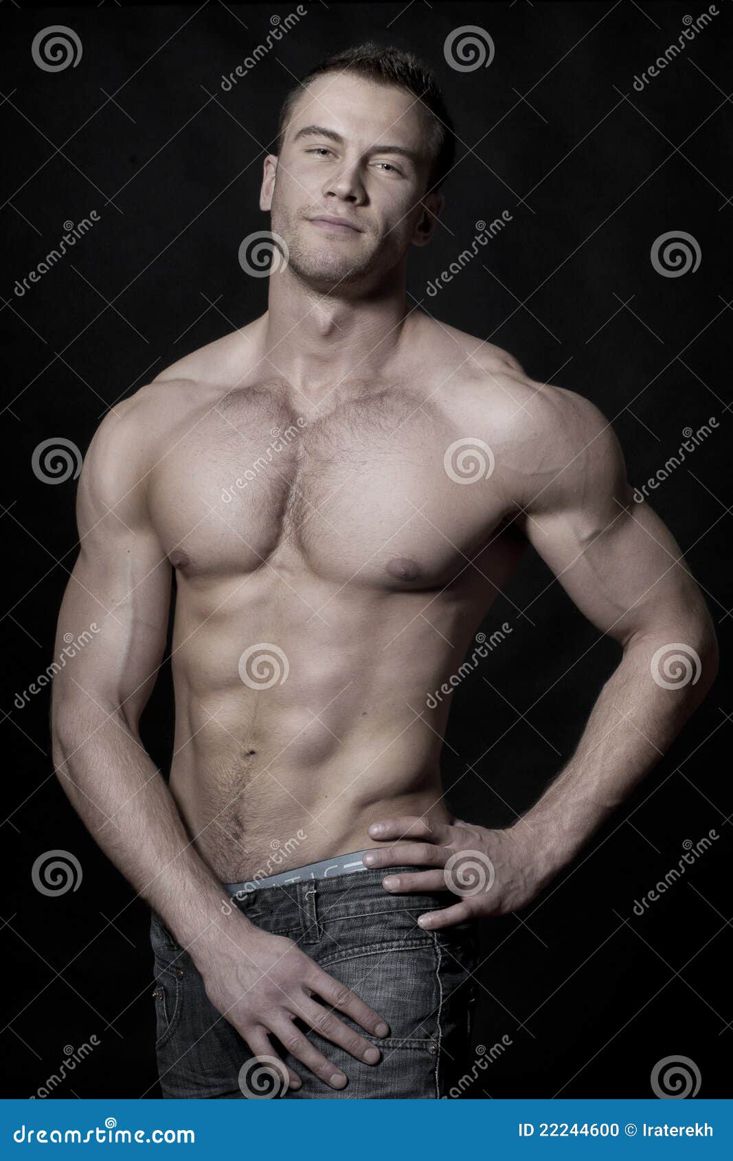 Muscular And Young Man In Jeans Shirt With Royalty-Free Stock ...
