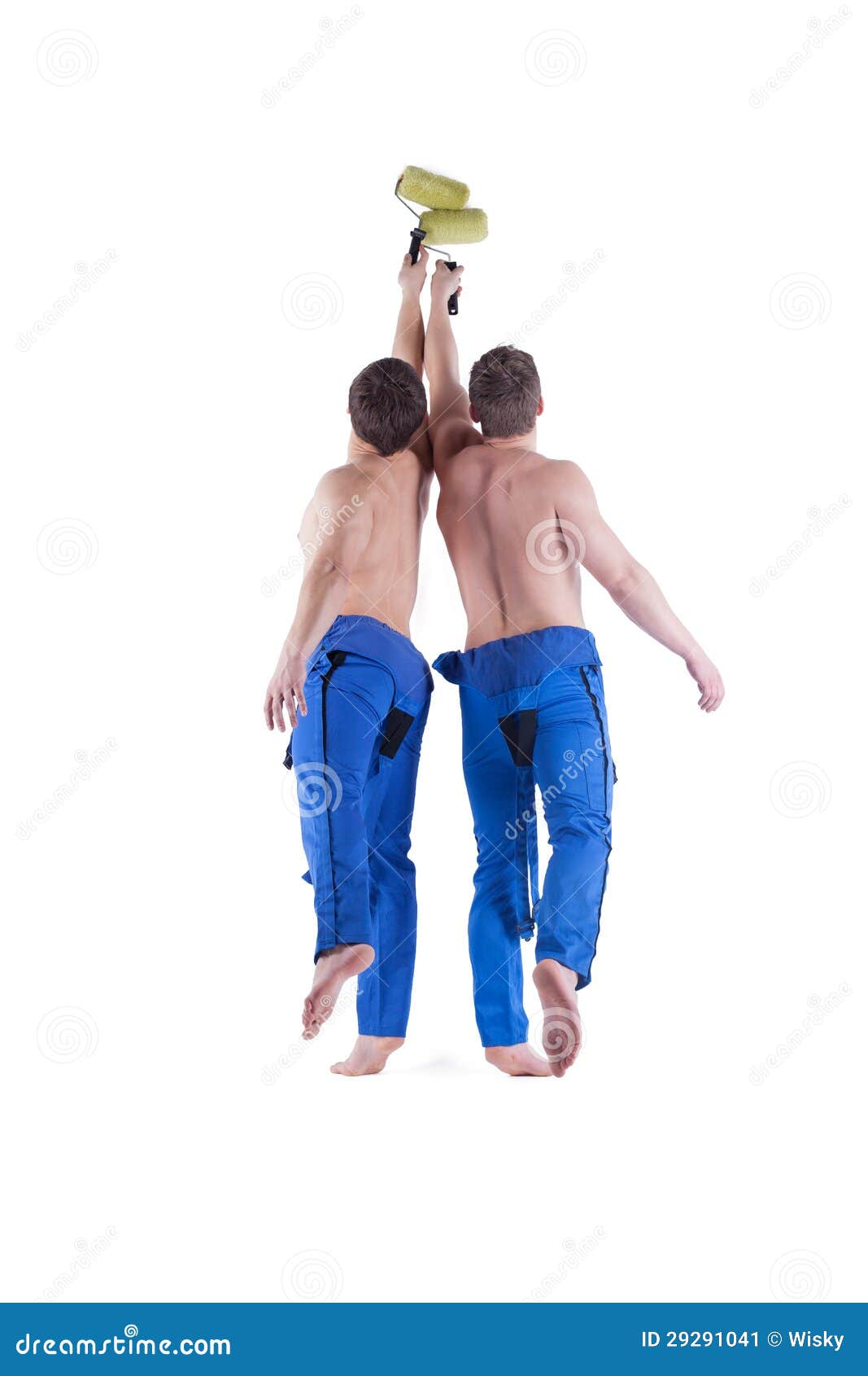 Painters in blue overalls stock image. Image of young - 29291041