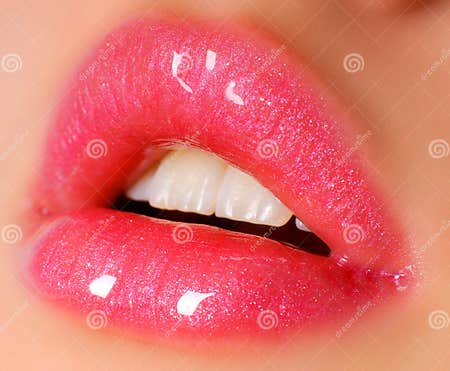 Pink lips stock photo. Image of close, glamour, lips, sensuality - 3907790