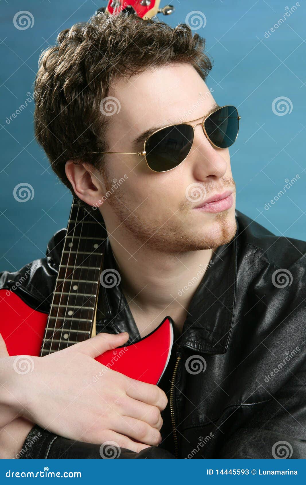 Rock Man Sunglasses Leather Jacket Stock Image - Image of caucasian ...