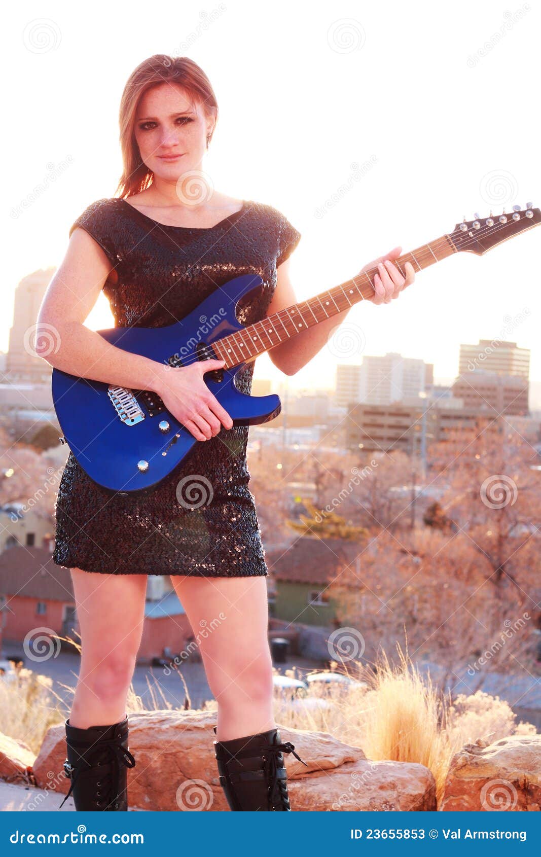Rock and Roll Girl stock image. Image of legs, guitar - 23655853