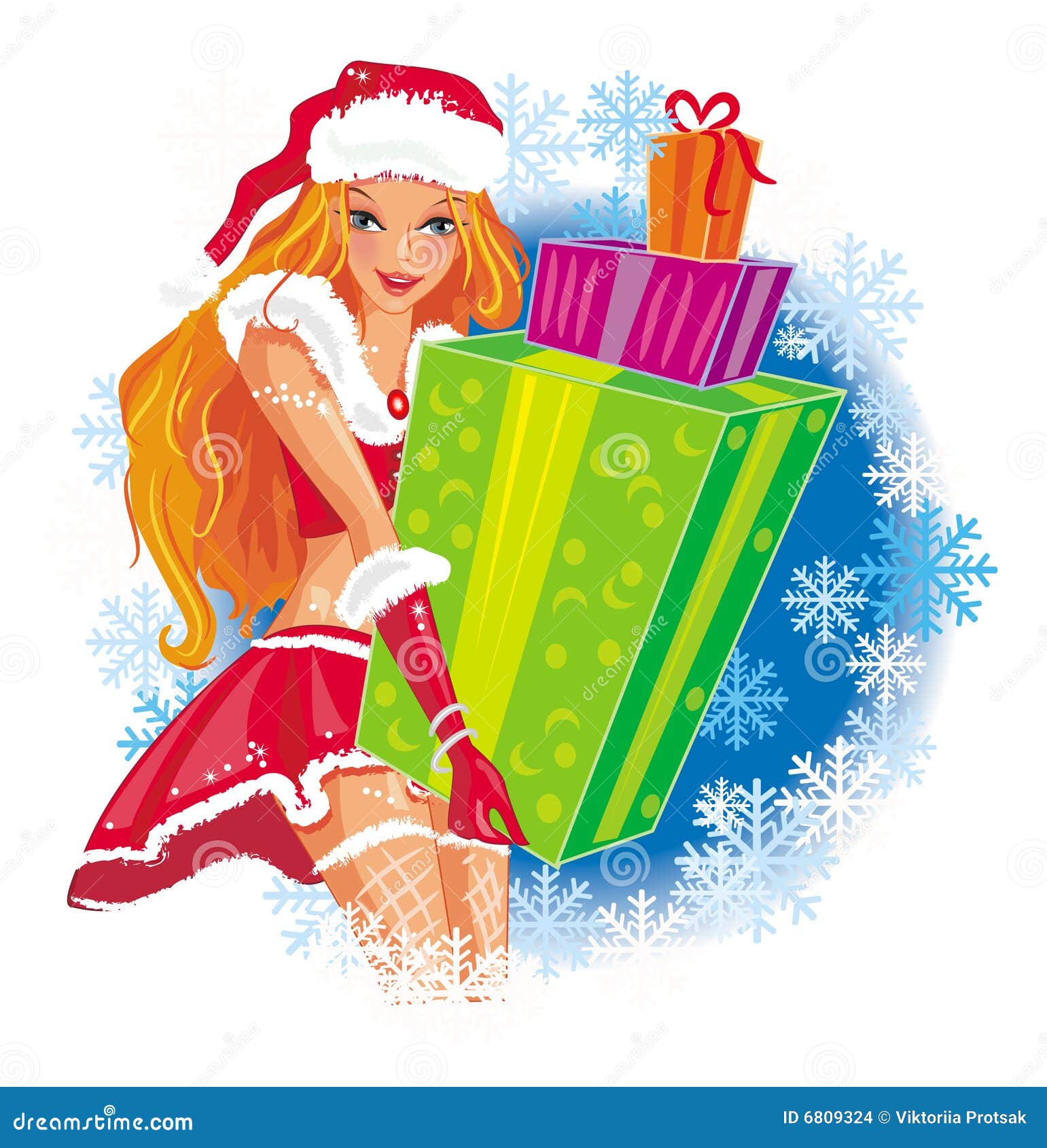 Santa Girl Portrait From The Front. Beautiful Santa Woman Also Called ...