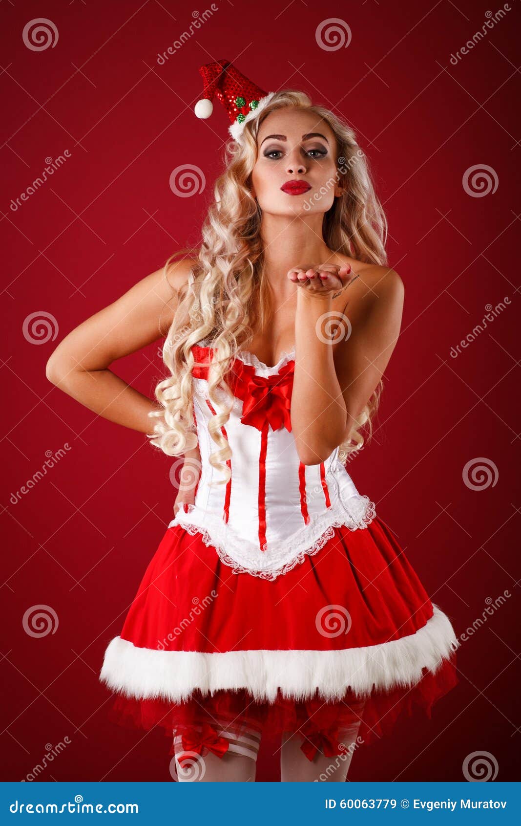 Santa Helper Stock Image Image Of Beauty Santa Blond 60063779