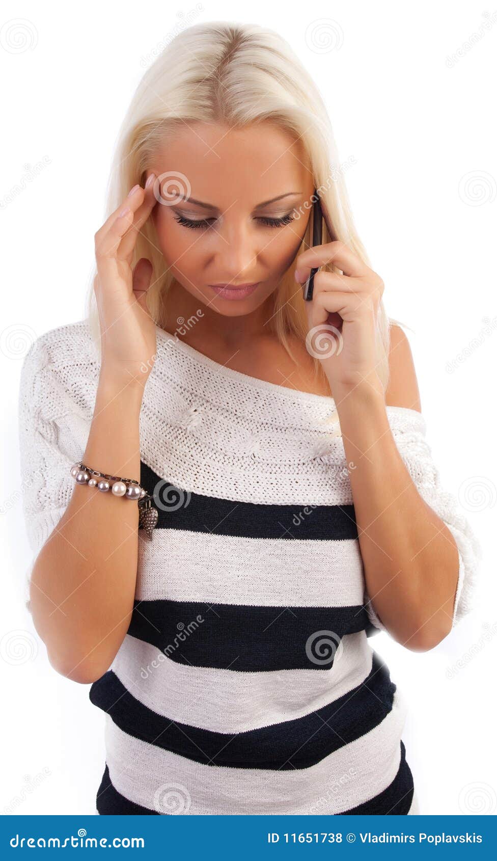 Serious blond girl calling stock photo. Image of clean - 11651738