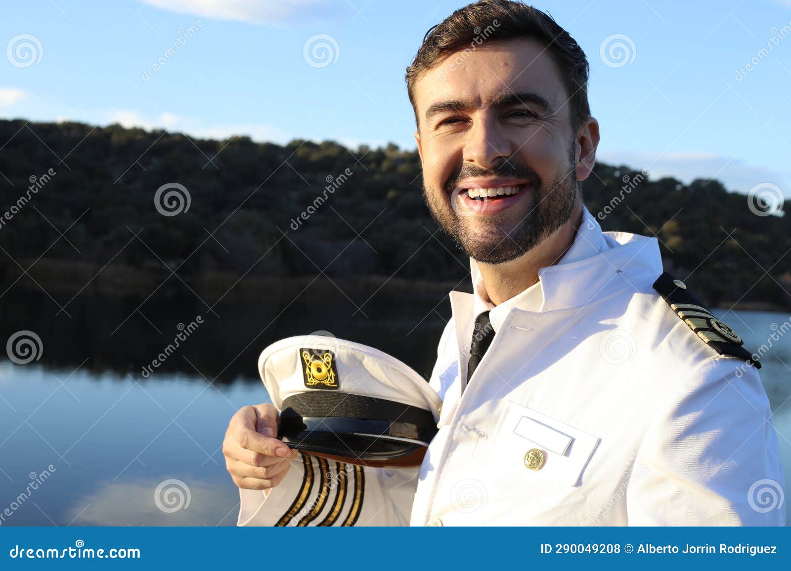 Ship captain in uniform stock photo. Image of marine - 290049208