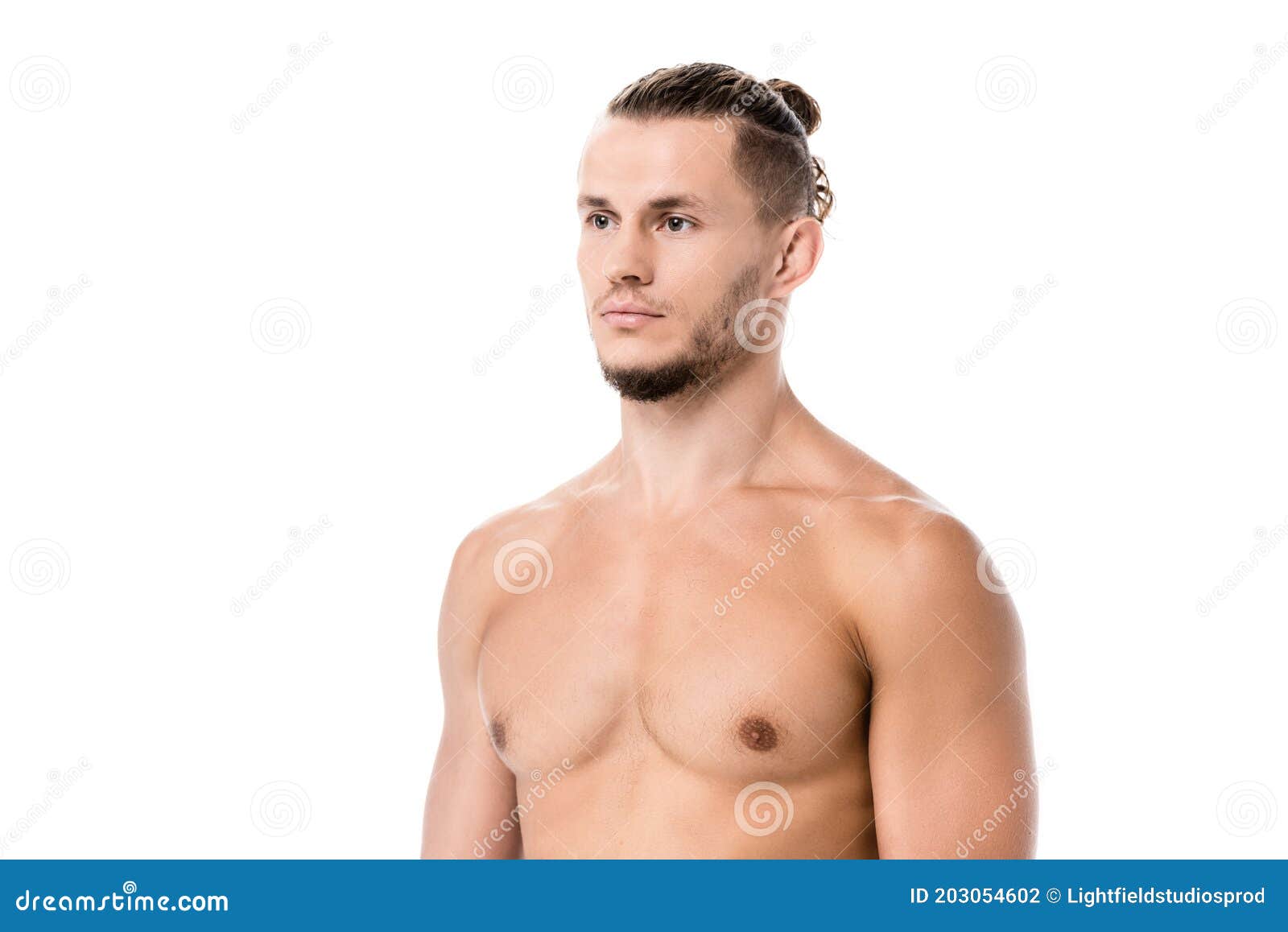 Shirtless Man Posing Isolated on Stock Photo - Image of caucasian ...