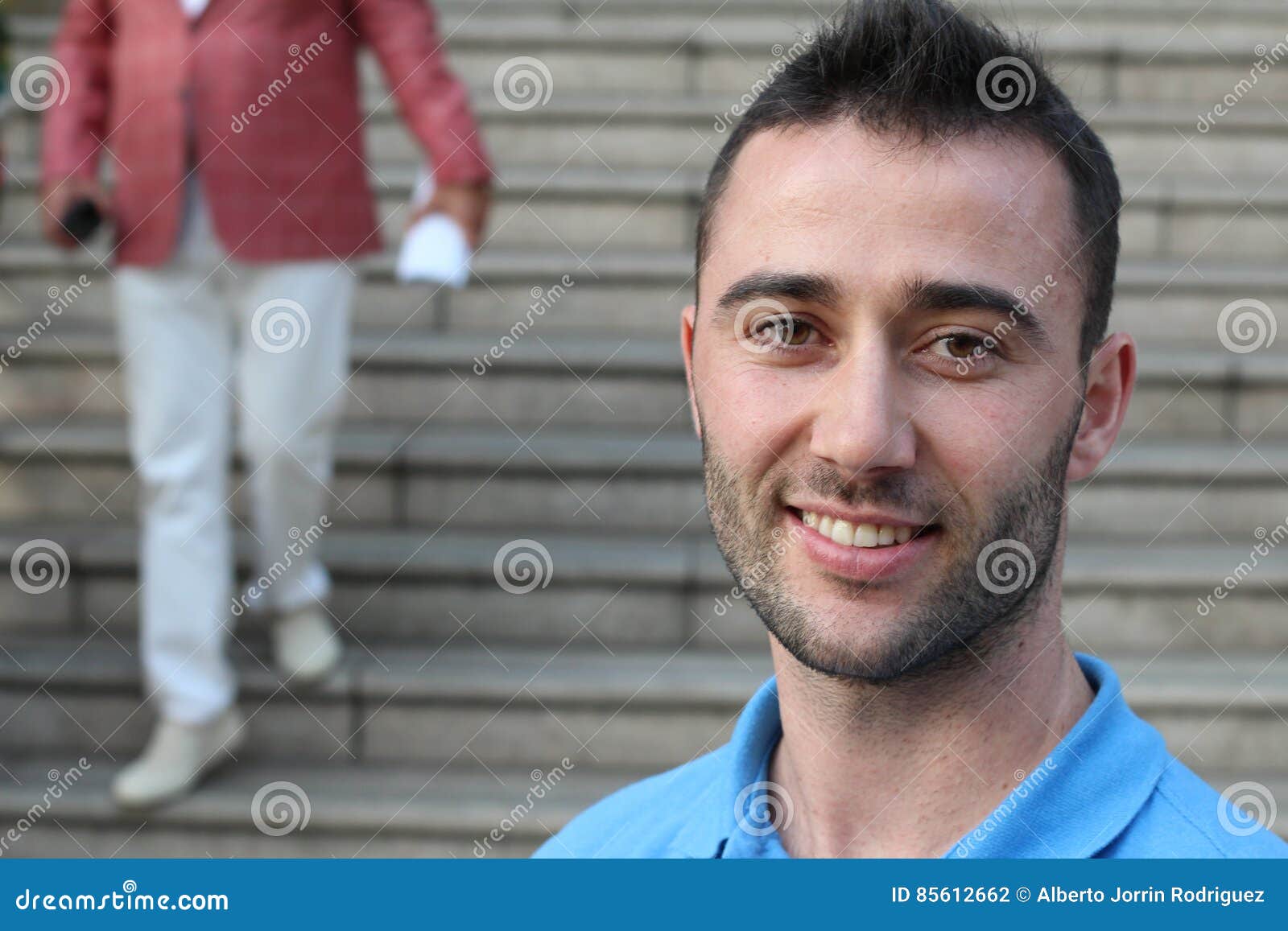 Smiling Natural Male Model with a Beard Outdoors Stock Photo - Image of ...