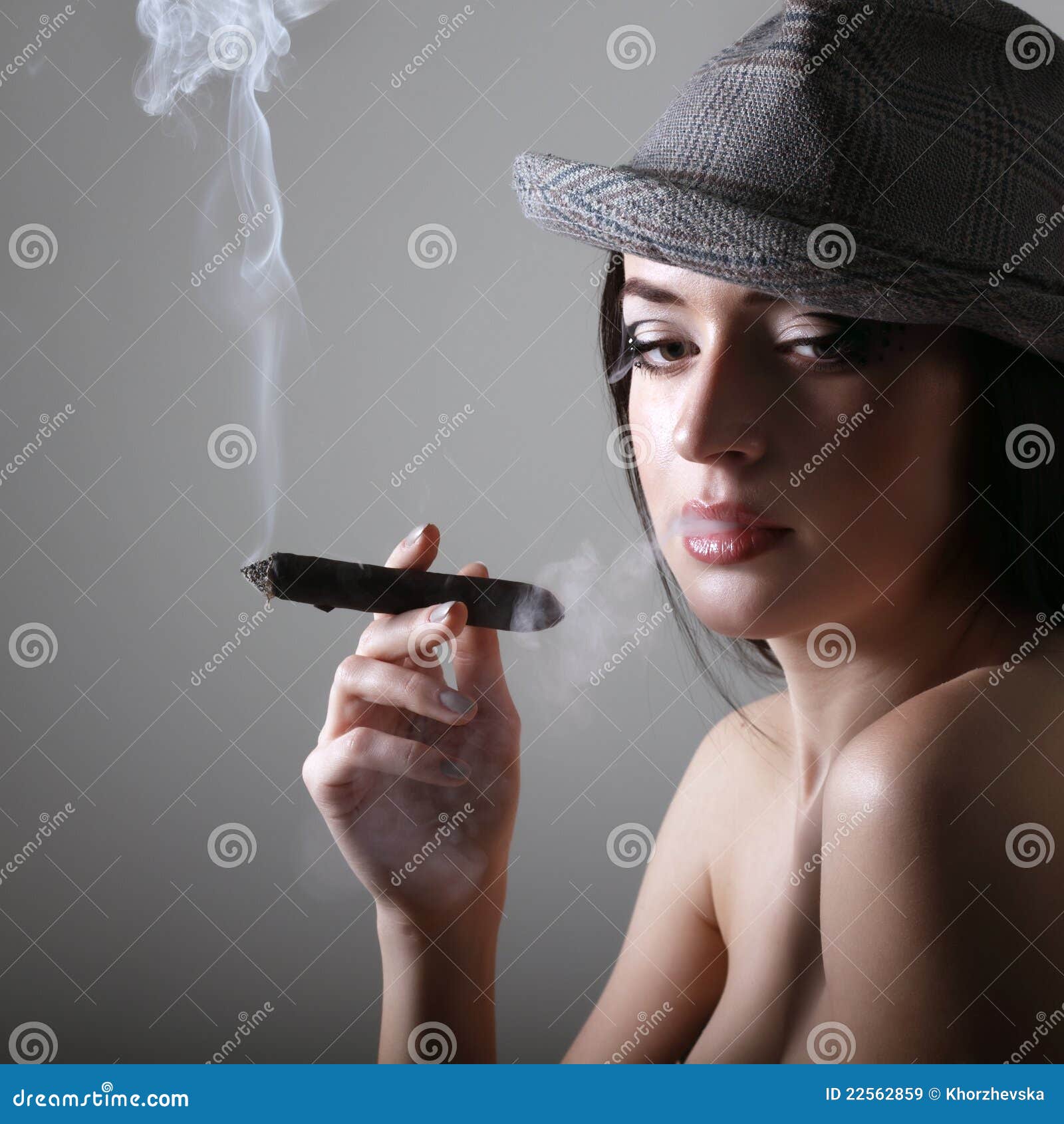 Smoking Beautiful Woman Cigar Stock Image Image Of Perfect Glamor