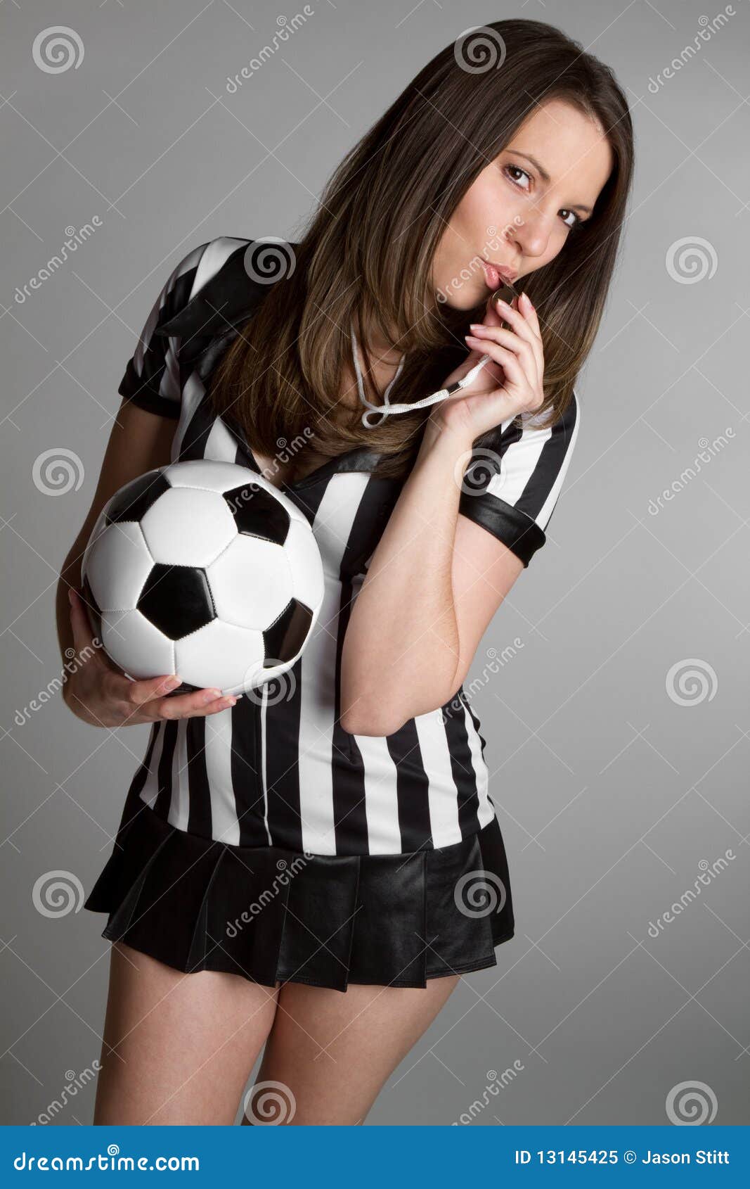 Soccer Referee stock image. Image of pretty, ball, people - 13145425