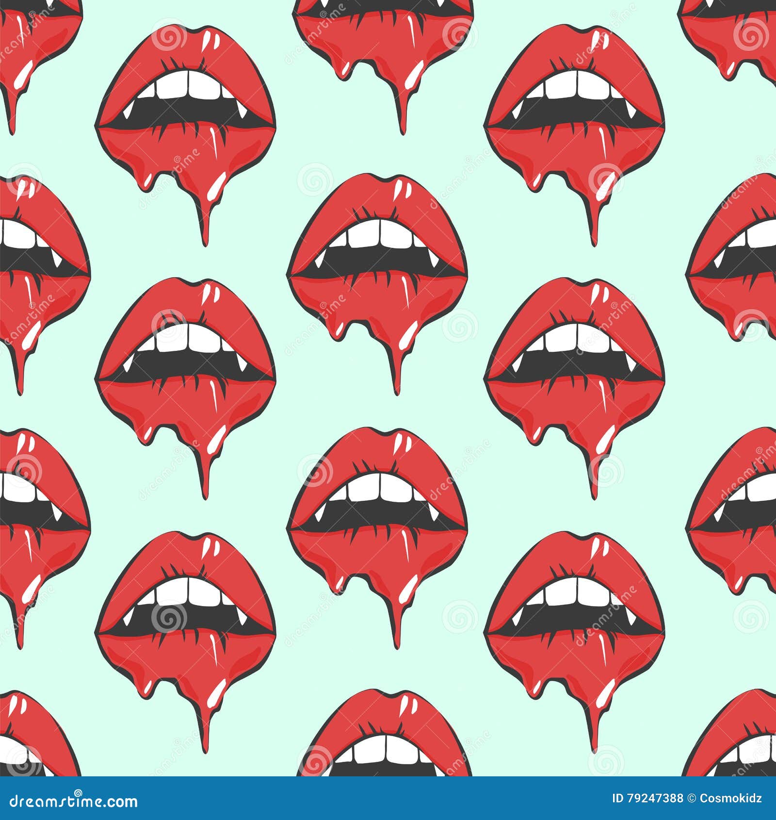 Vampires Lips Seamless Pattern. Melting Lips Stock Vector ...