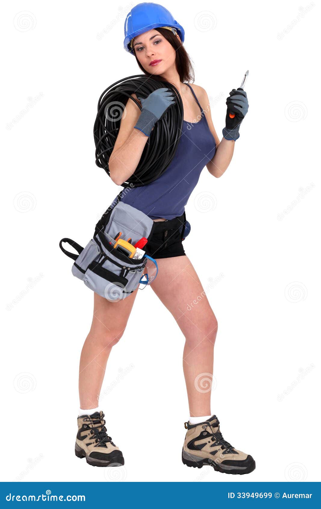 Sexy Weiblicher Elektriker Stockbild Bild Von Elektrizität 33949699