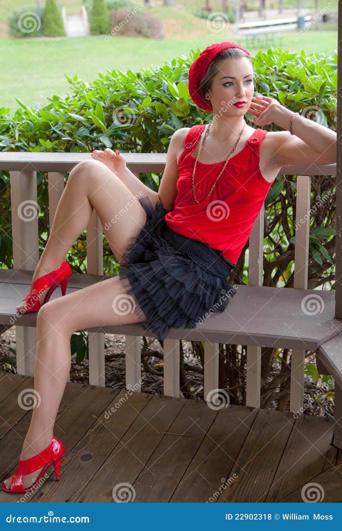 Woman on Bench stock photo. Image of lean, tall, gorgeous - 22902318