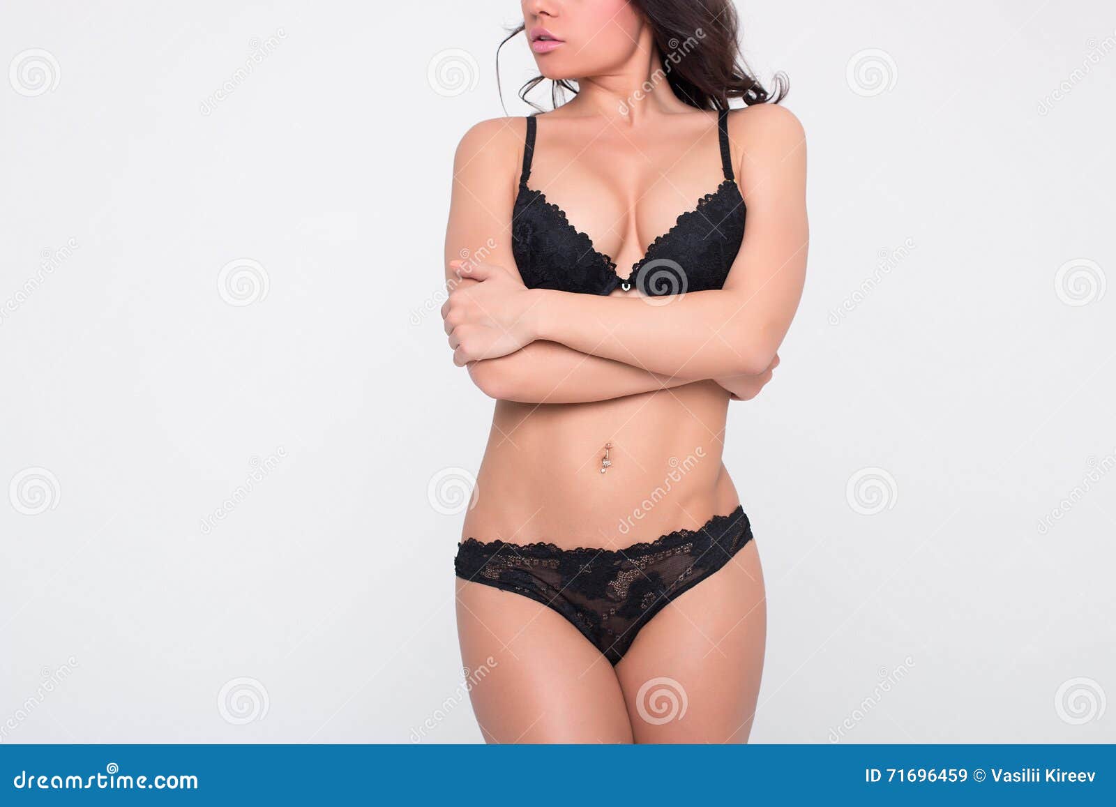 Woman In A Black Lingerie On The White Background Stock Image Image