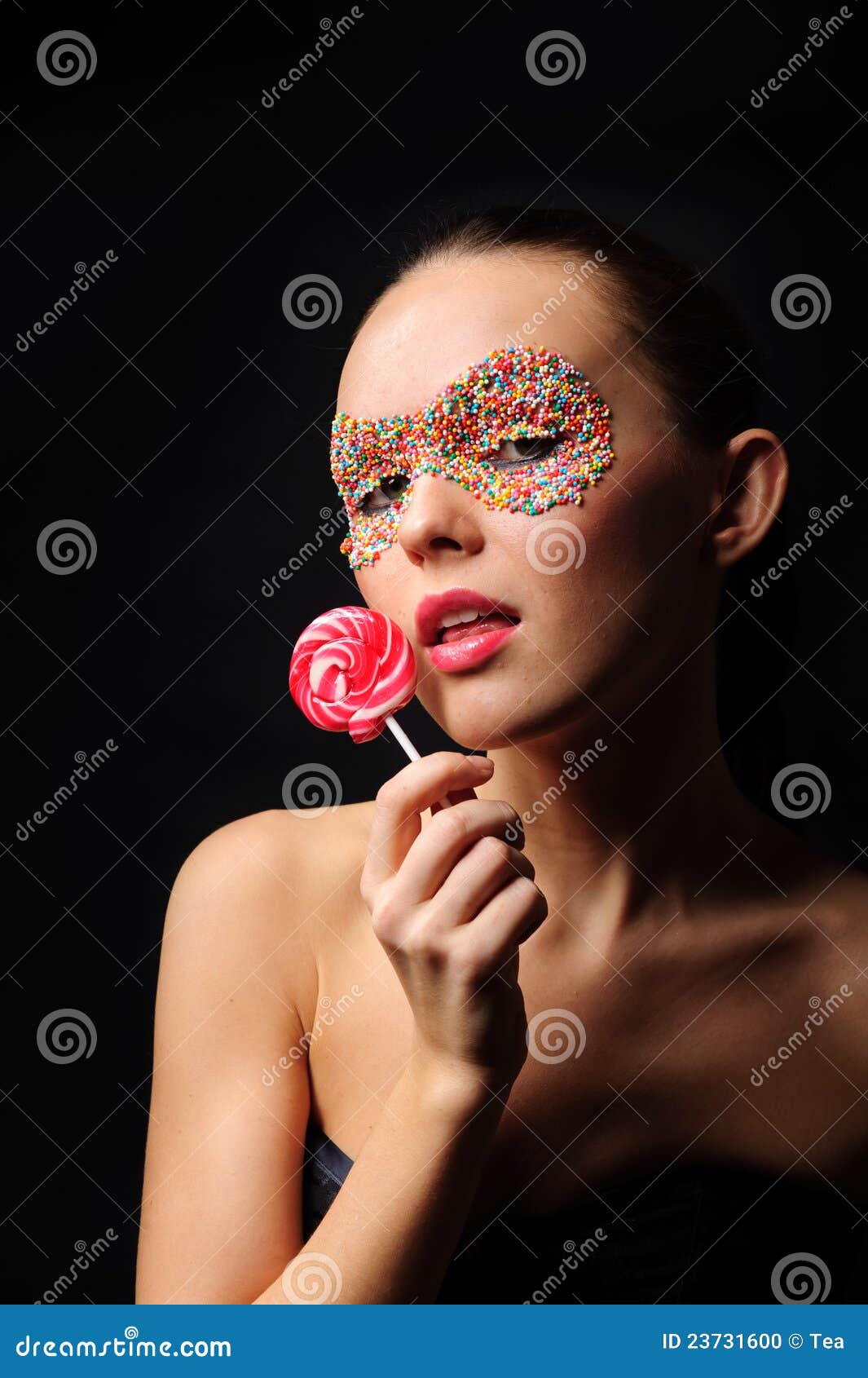 Woman with candy mask stock photo. Image of attractive - 23731600