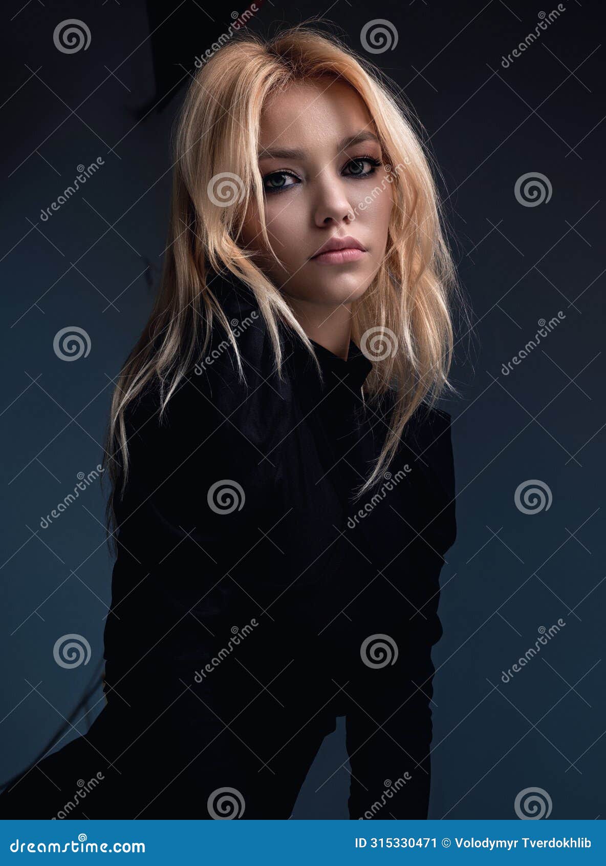 Woman Face Sensual Young Blonde Woman Posing With Slim Body Beautiful