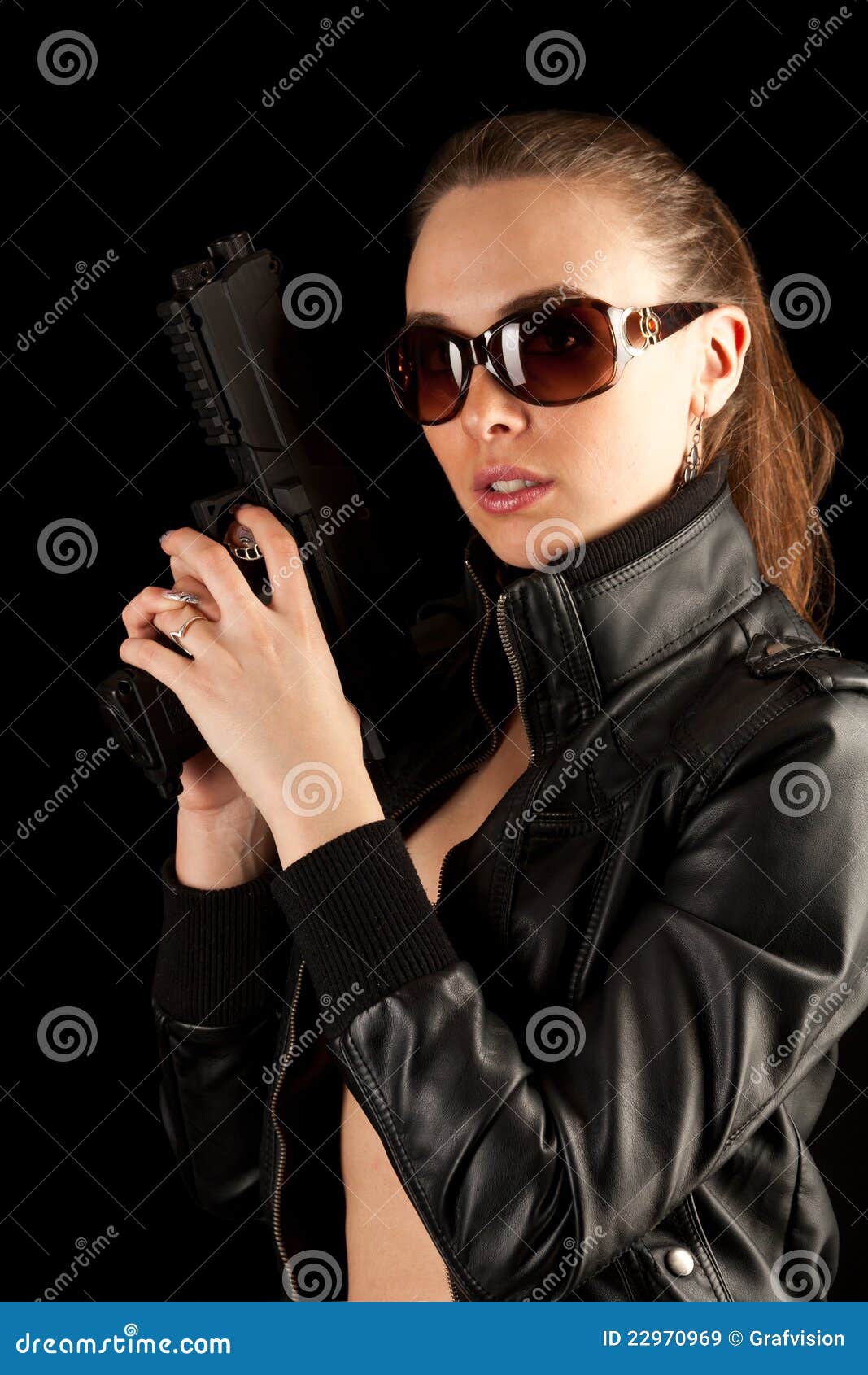 Woman with guns stock image. Image of beautiful, agent - 22970969