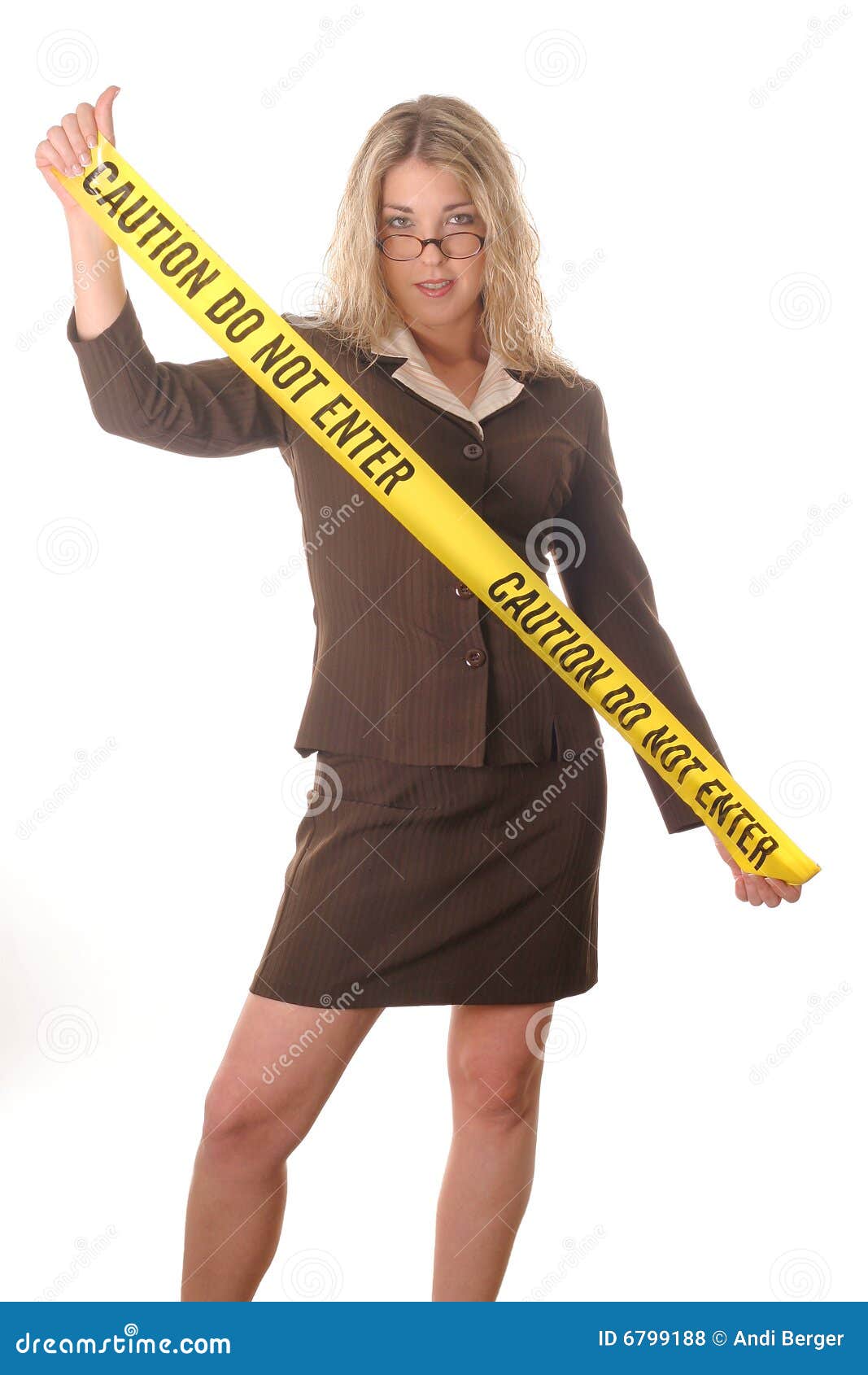 Woman Holding Caution Tape Vertical Stock Photo - Image of colleague ...