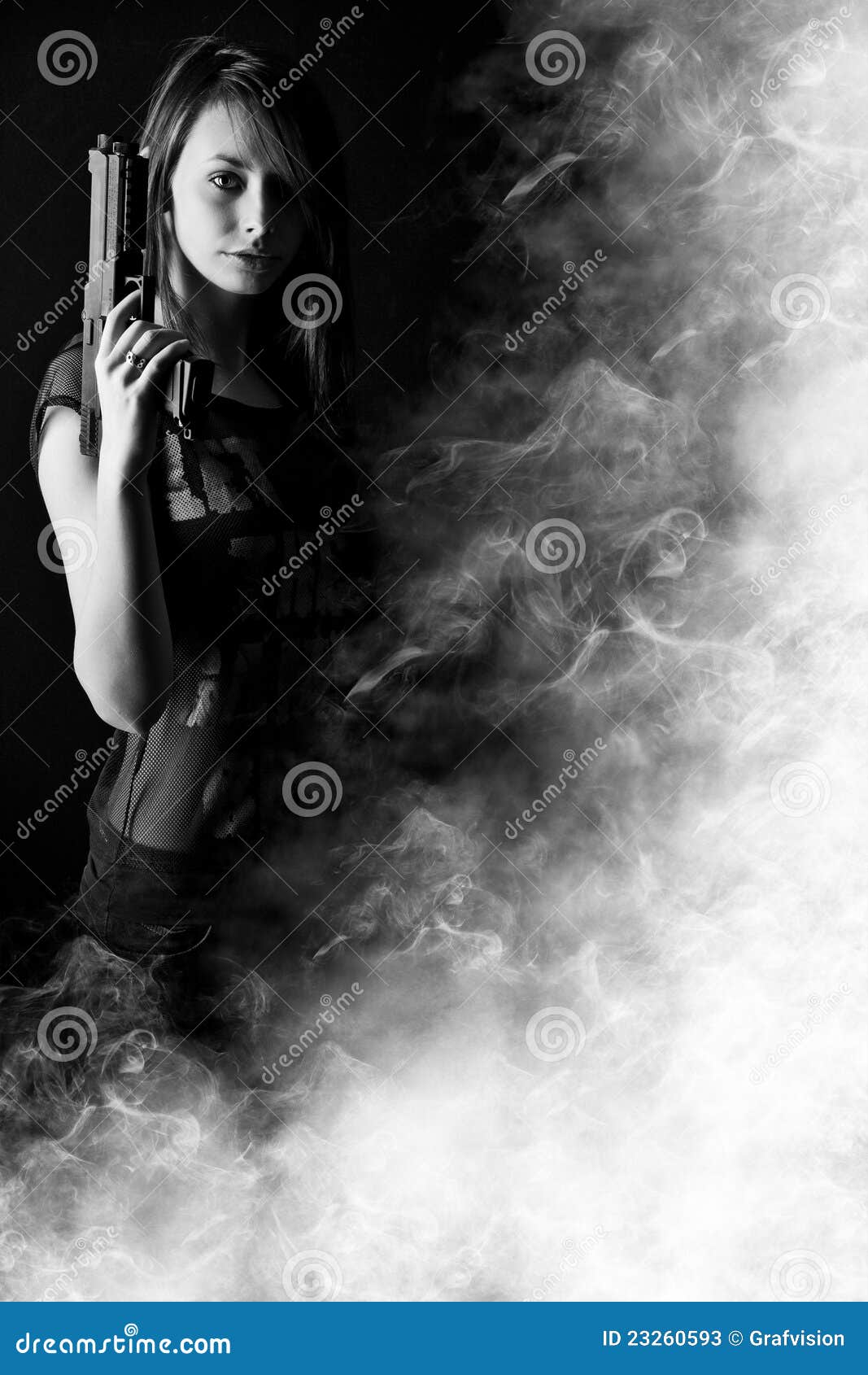 Woman holding gun stock image. Image of pistol, woman - 23260593