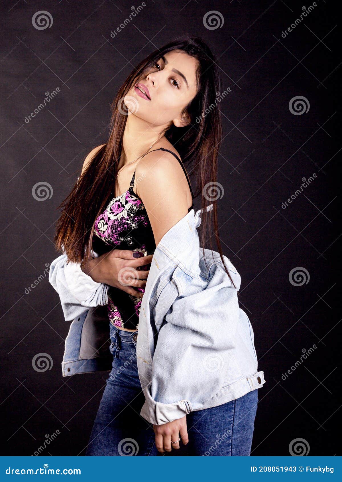 Woman with Jacket Shoot in Studio Stock Image - Image of studio ...