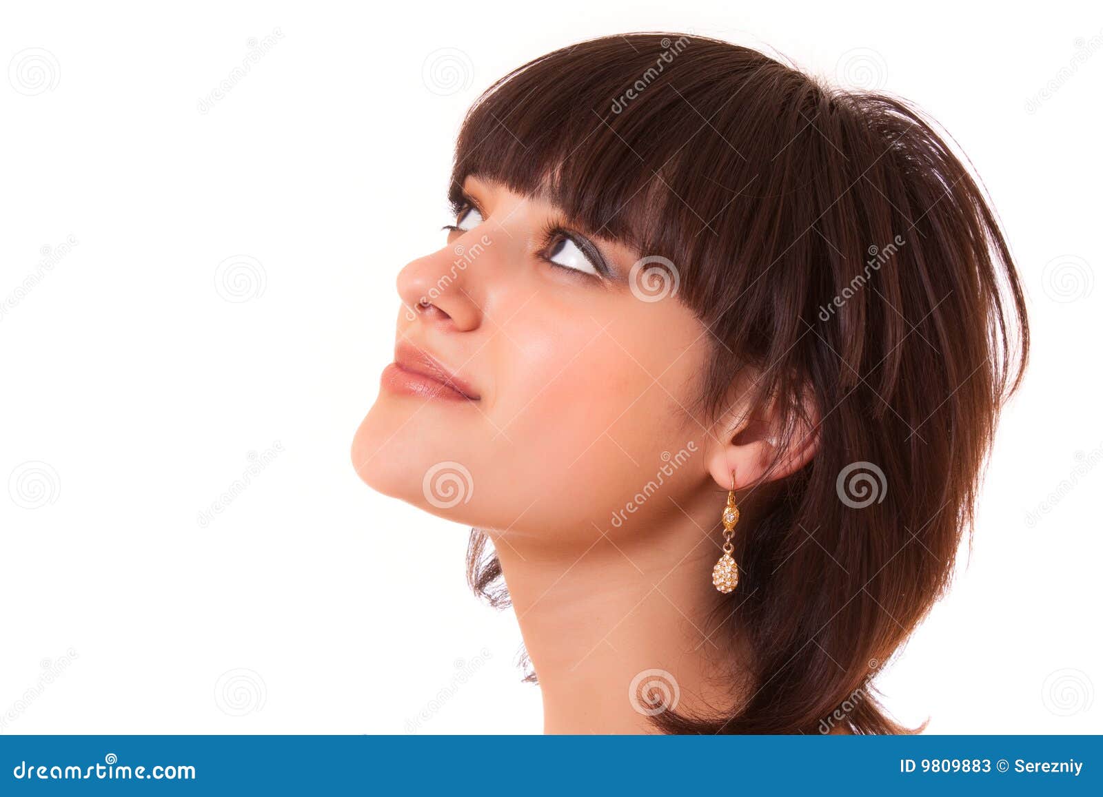 Woman look up isolated stock image. Image of infatuation - 9809883
