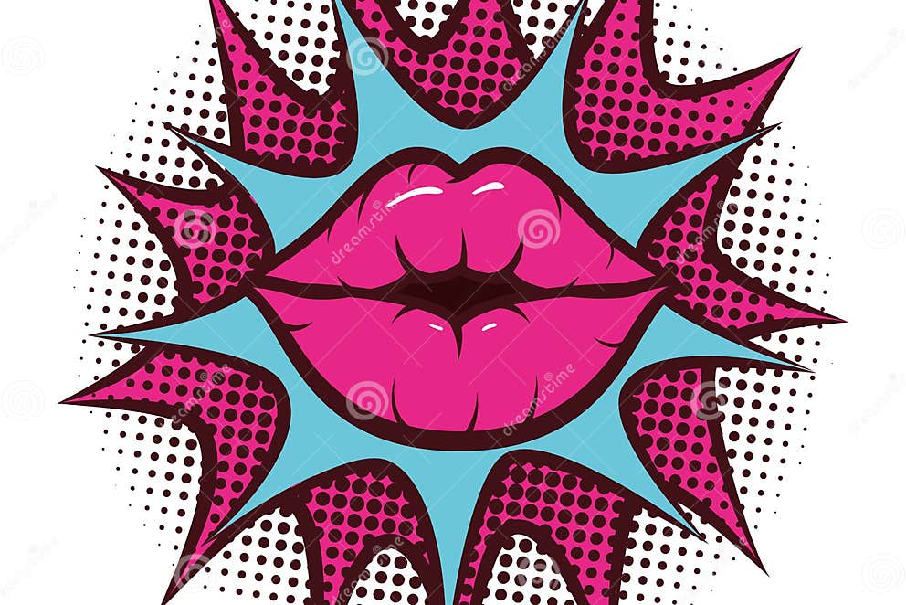 Woman Mouth With Splash Expression Pop Art Style Stock Vector