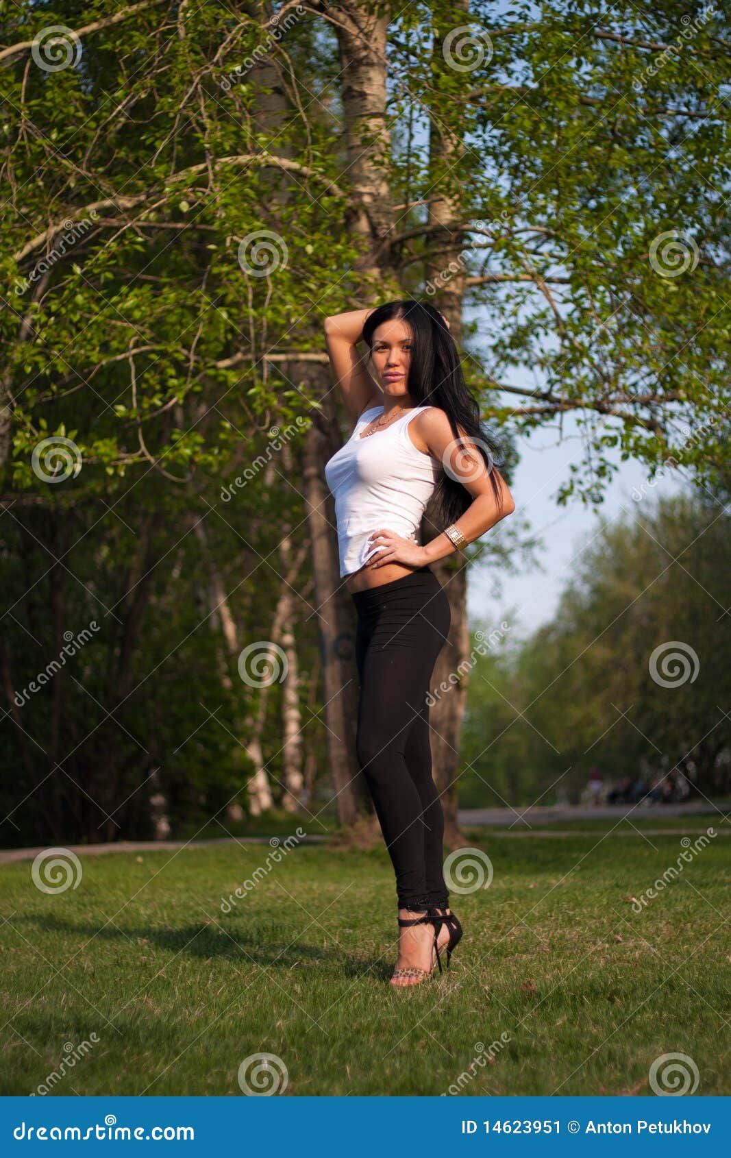Woman in park stock image. Image of seductive, posing - 14623951