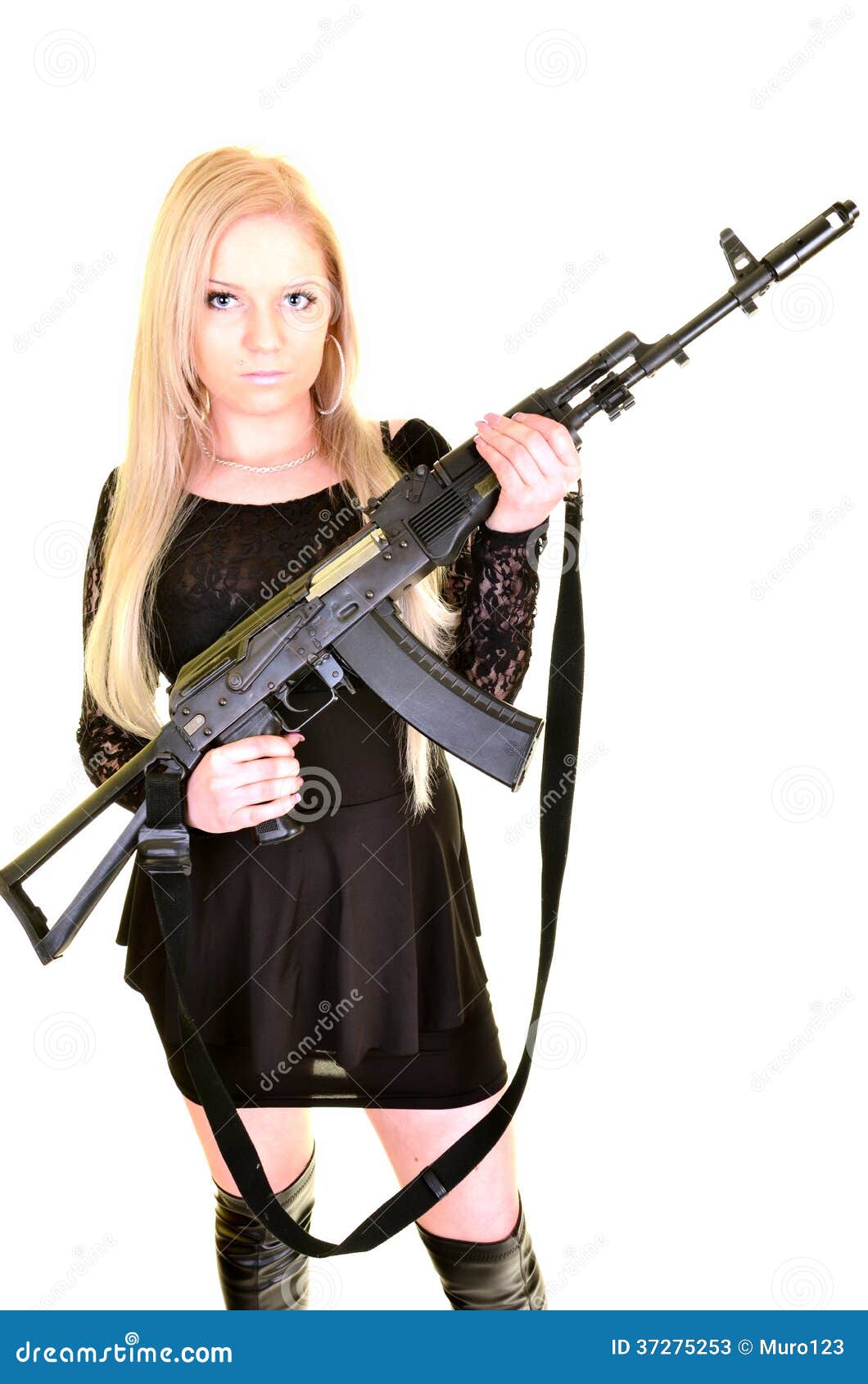 Woman posing with a gun stock image. Image of caucasian - 37275253