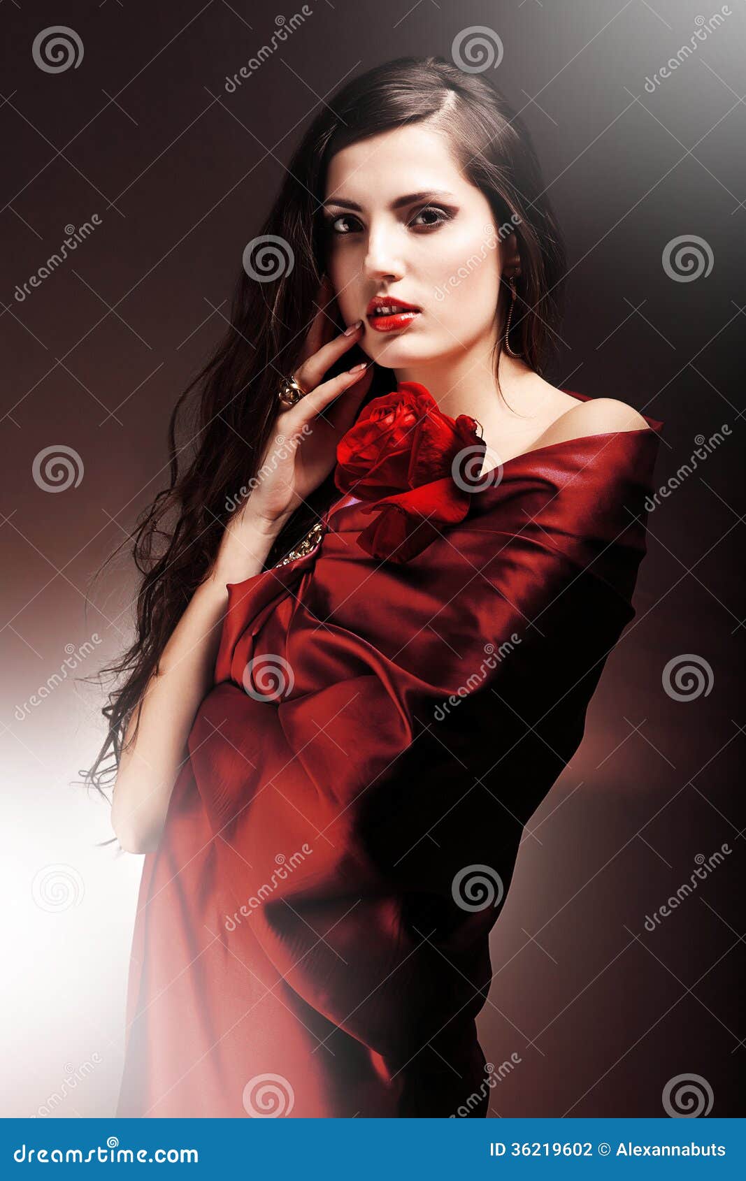 Woman in red fabric stock photo. Image of fabric, drapery - 36219602