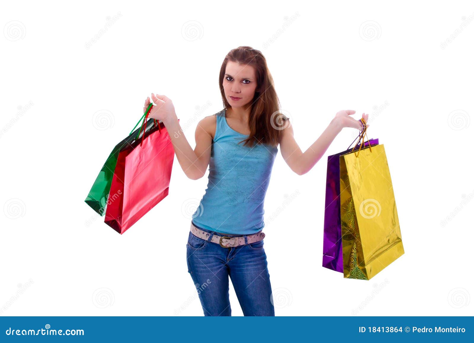 Woman with shoping bags stock photo. Image of gift, isolated - 18413864