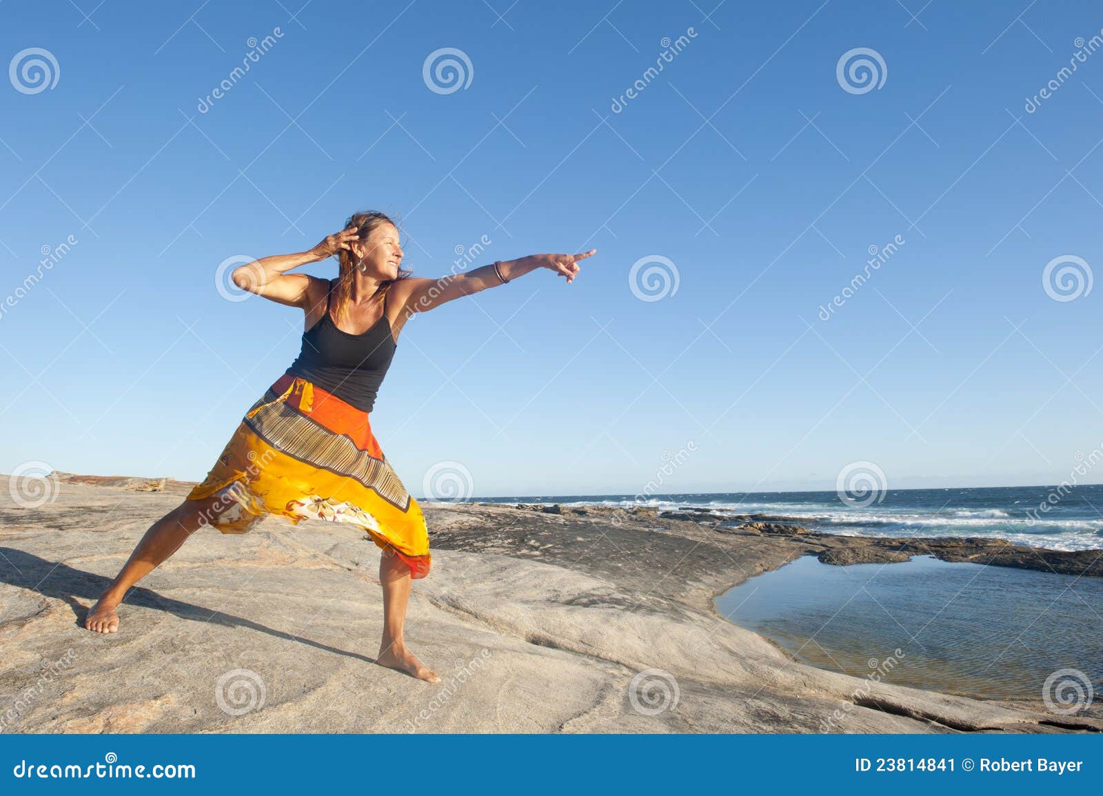 Woman showing direction II stock image. Image of blue - 23814841