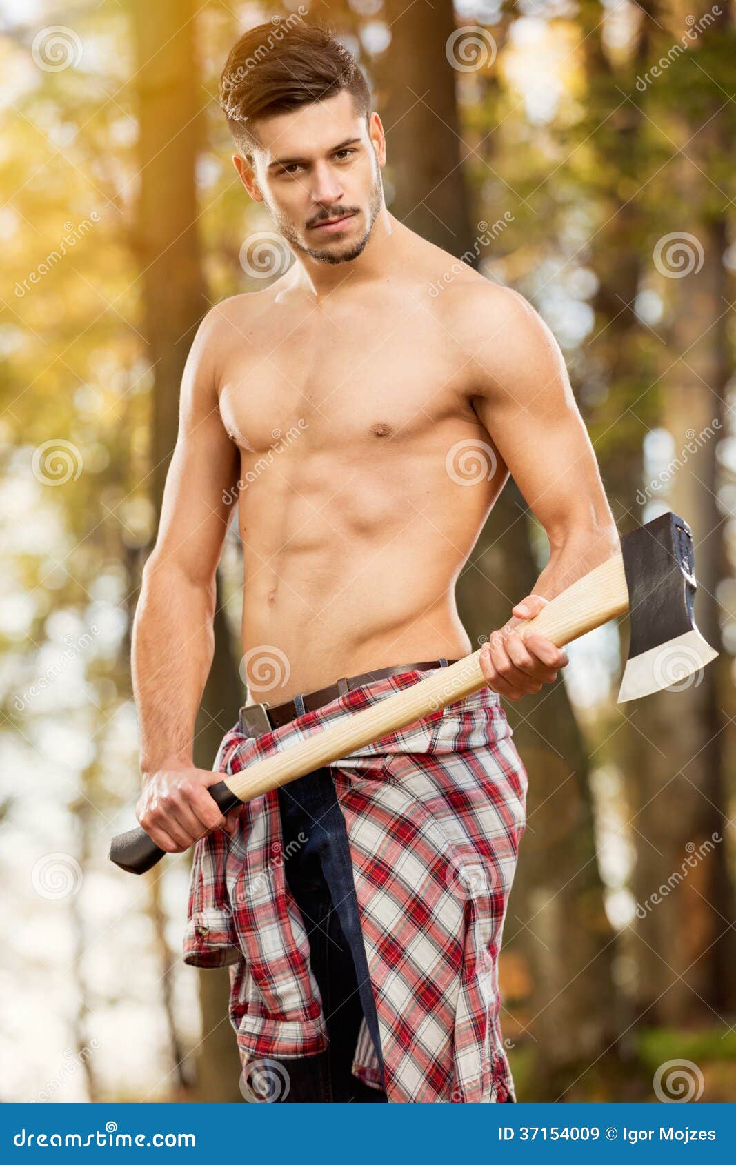 Woodcutter stock image. Image of sensual, manual, fitness - 37154009