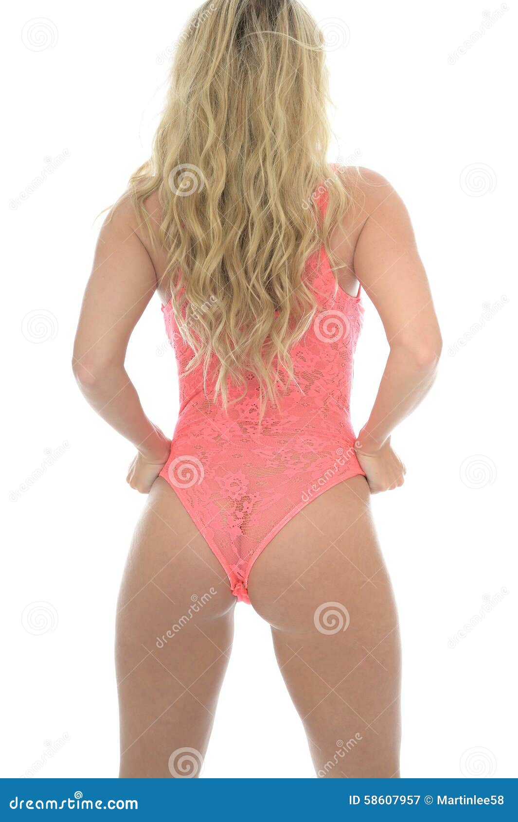 Young Blonde Pin Up Model Wearing A Pink Body Stock Image Image Of