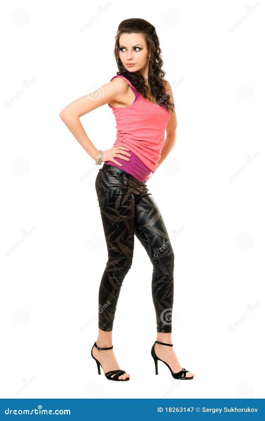 Young Brunette In A Leggings Stock Image Image Of Beauty Glamour