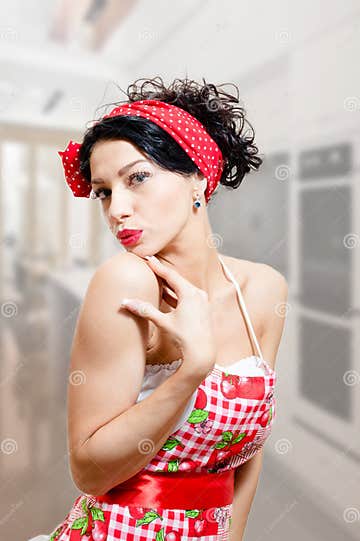 Young Brunette Pin Up Female With Red Alice Stock Image Image Of Hard
