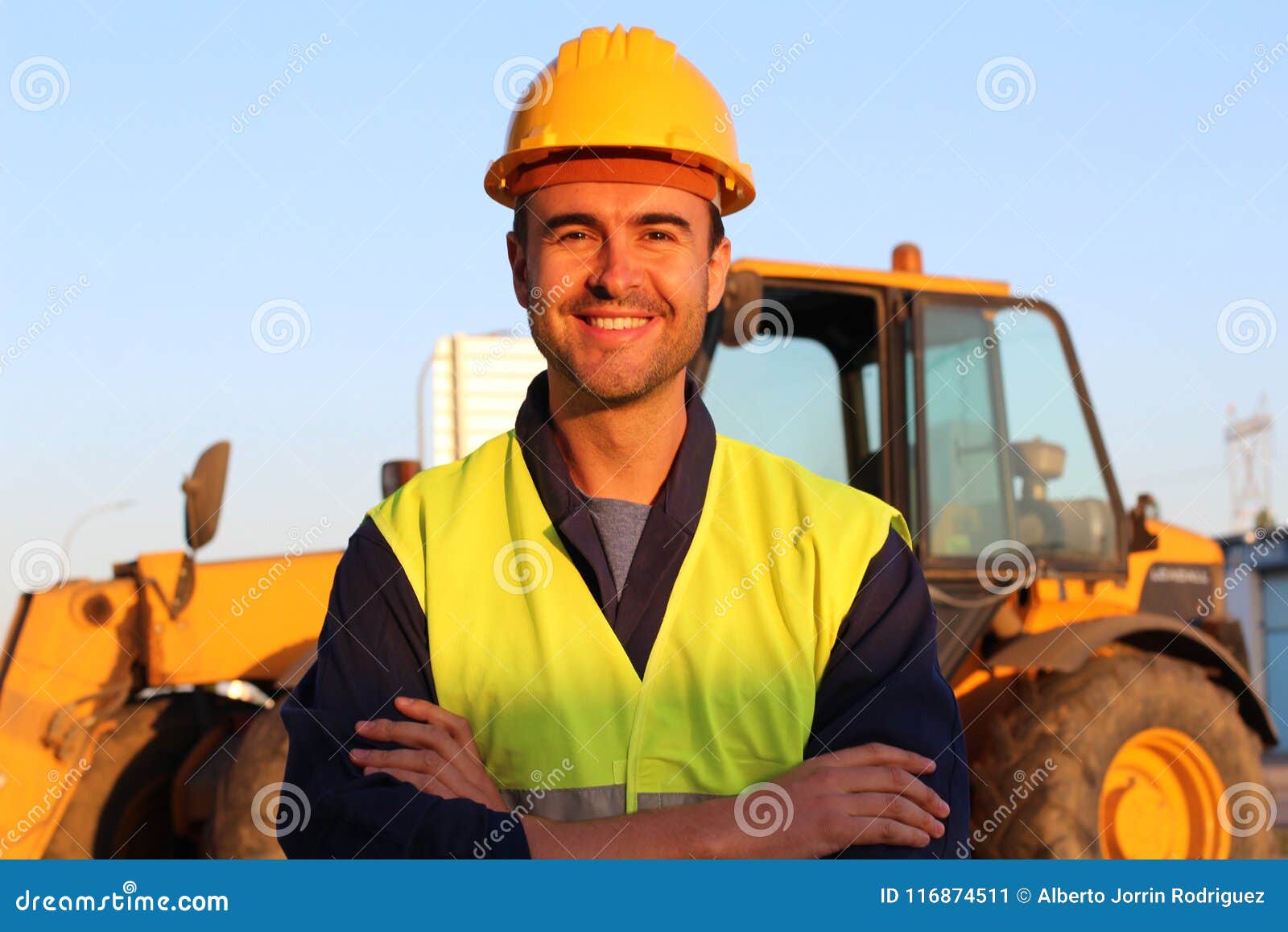 Young Construction Worker Smiling Stock Image - Image of healthy ...