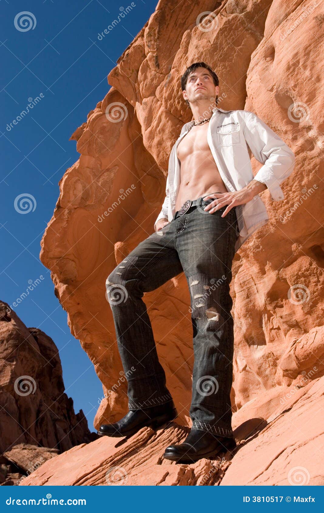 Young man stock image. Image of model, rocks, fitness - 3810517