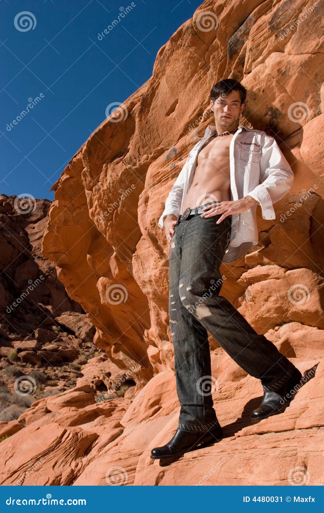 Young man stock image. Image of male, rocks, fitness, model - 4480031