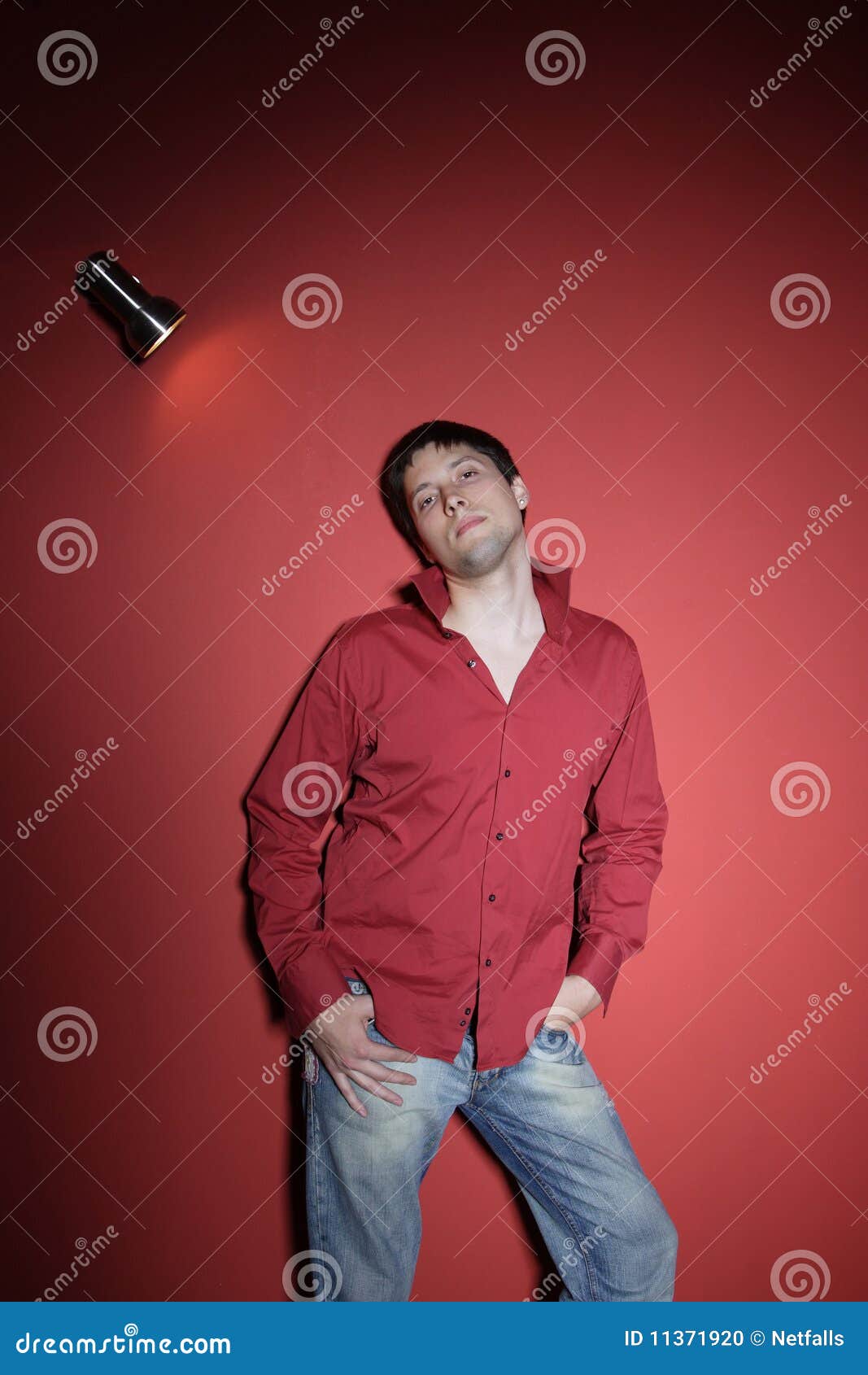 Young Man on Red Background Stock Photo - Image of luxury, adult: 11371920