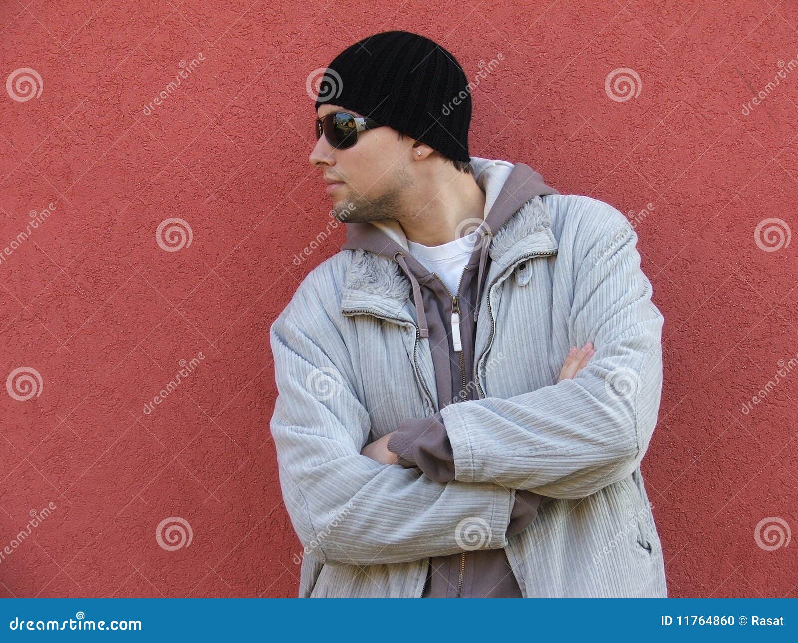 Young Man on Red Background Stock Photo - Image of fashion, friendly ...