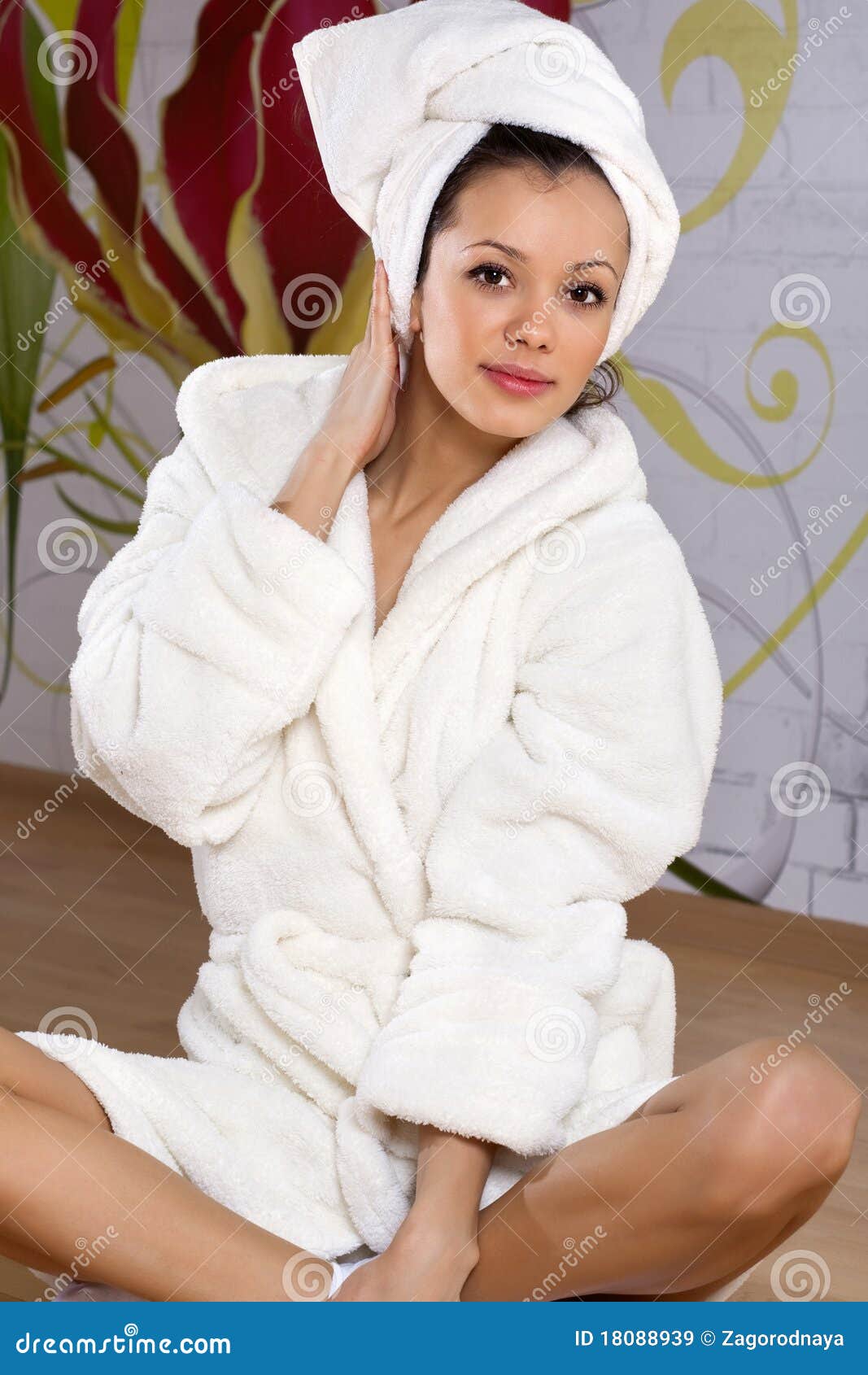 Young Woman In A Bathrobe Stock Image Image Of Health 18088939